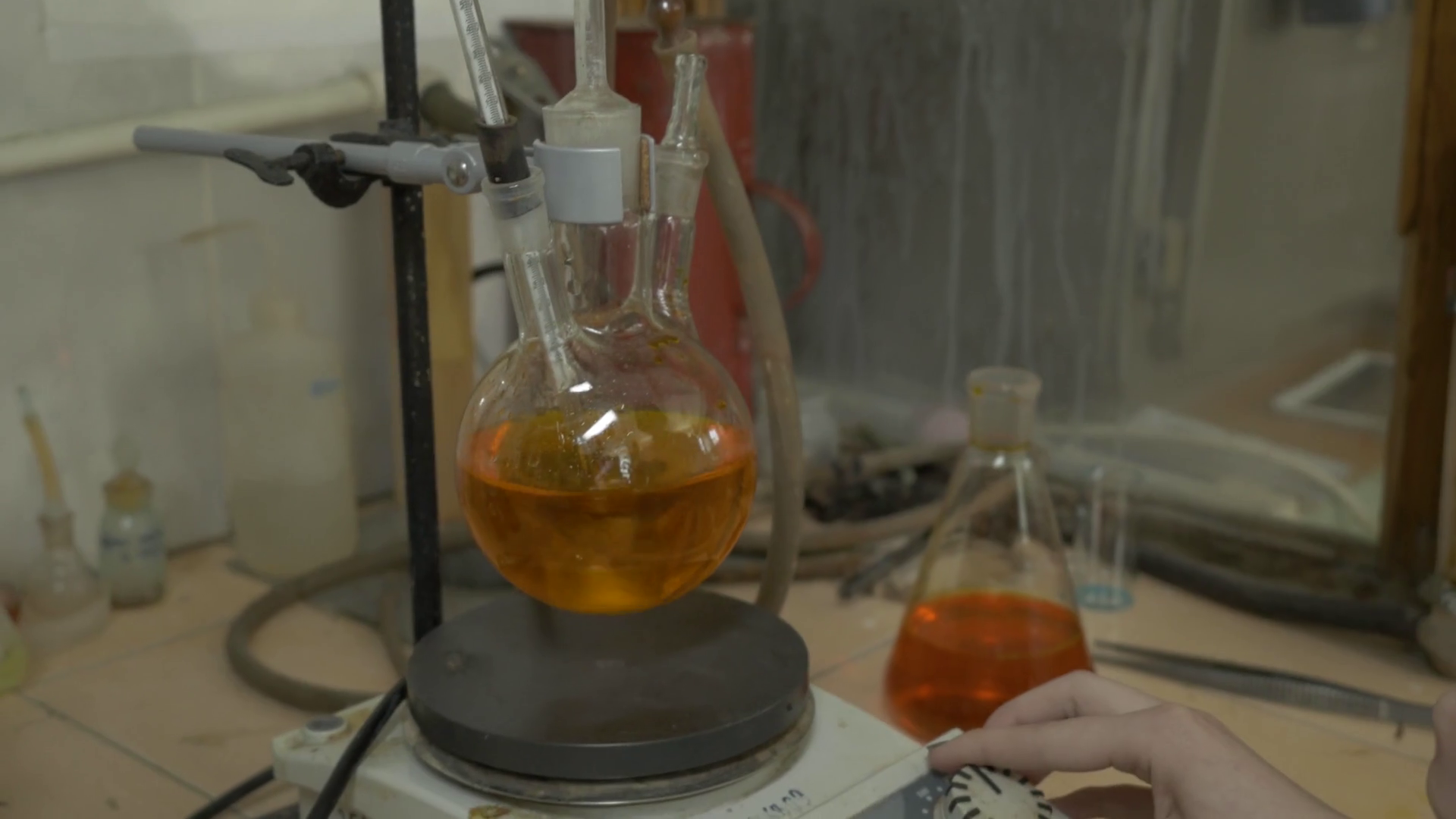 Scientist Mixing Liquids In Flasks In Stock Footage SBV-348585420 ...