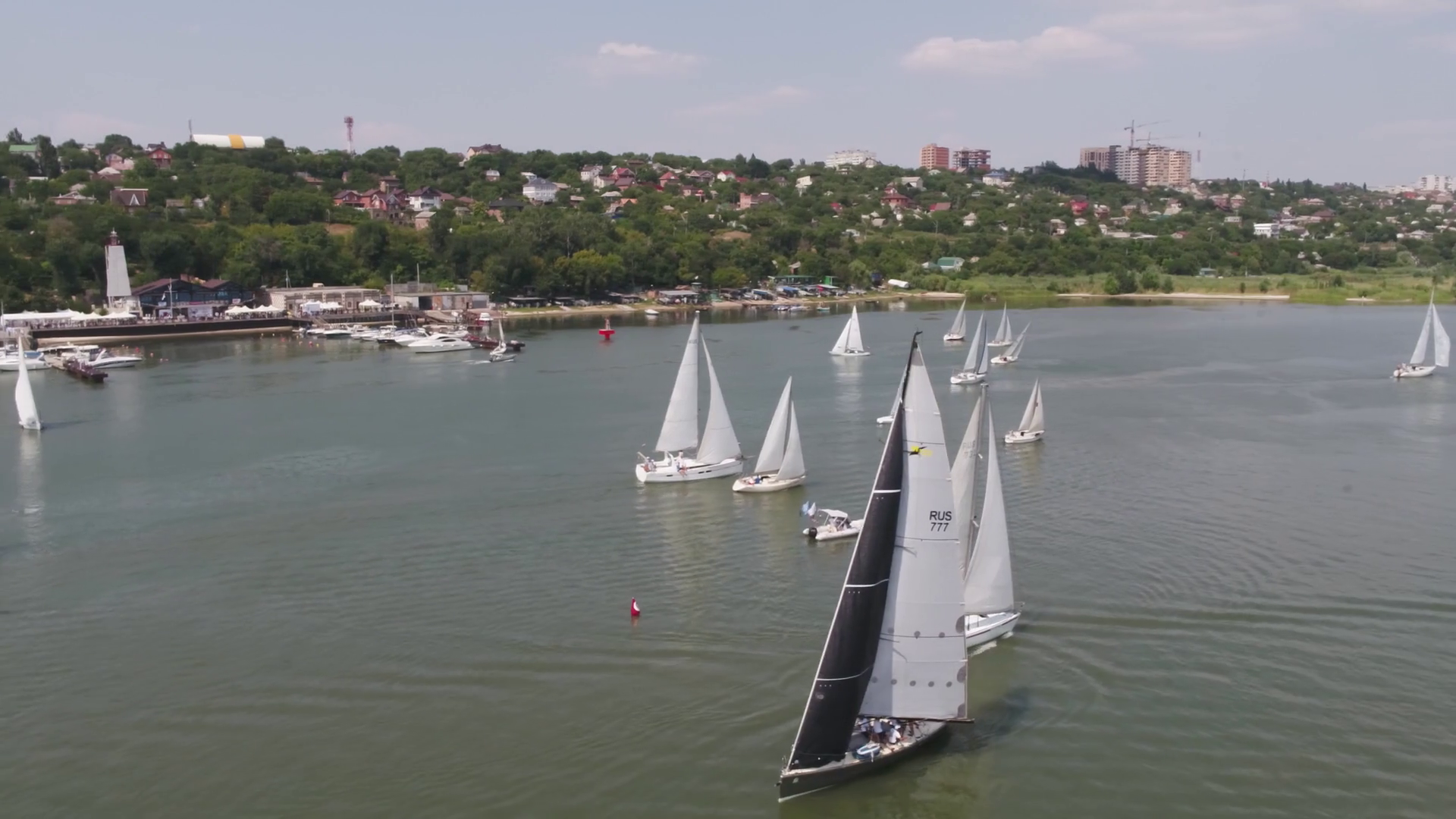 Aerial View On Yachts On Anchor In Harbor Stock Footage SBV-348586088 ...