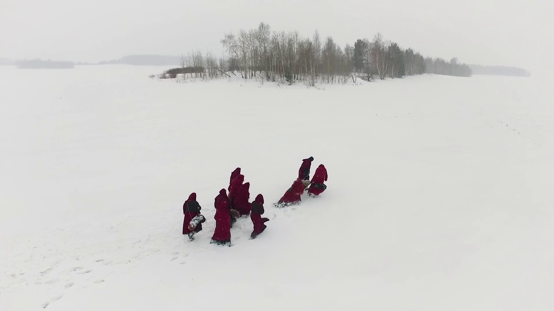 Meditating Monks In Forest In Winter Footage Stock Footage SBV ...