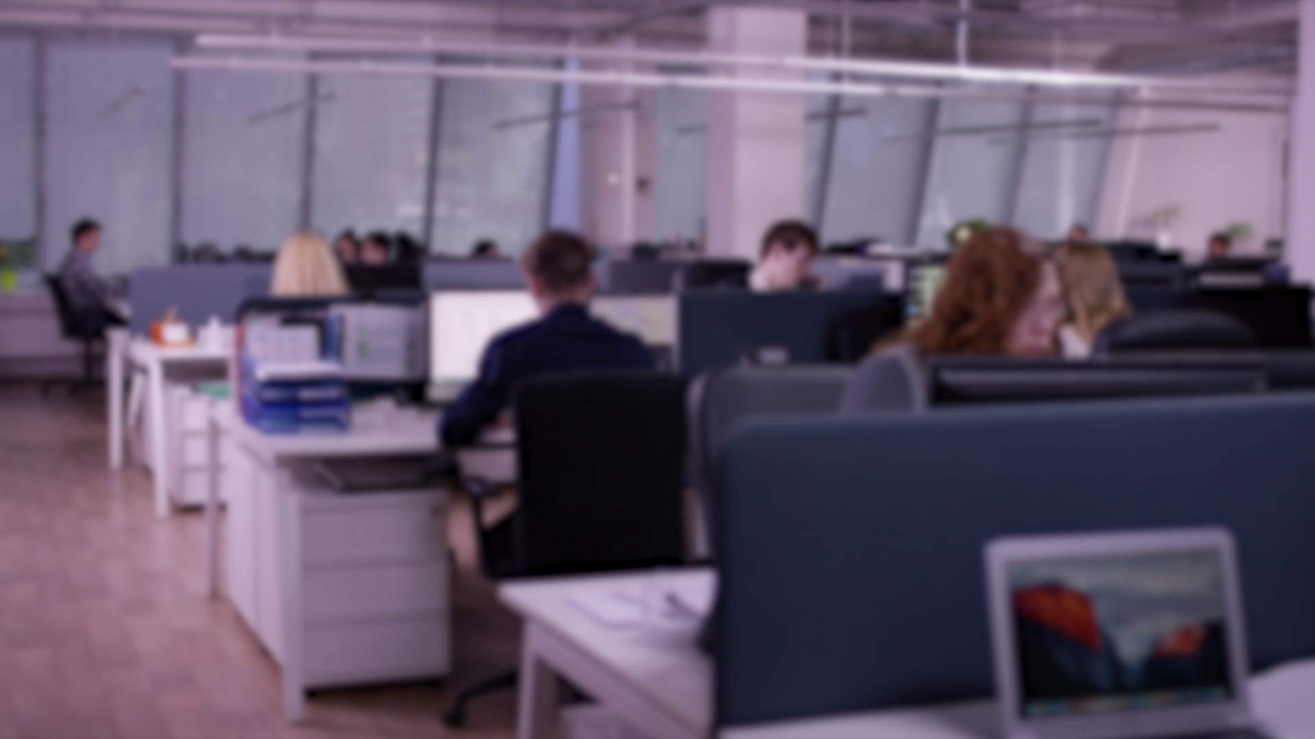 Coworkers At Desks In Busy Open Plan Office Stock Footage SBV-348587636 ...