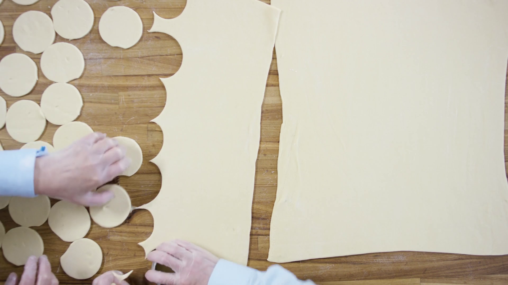 Cutting Dough Into Circles Top View Scene Stock Footage SBV-348587917 ...