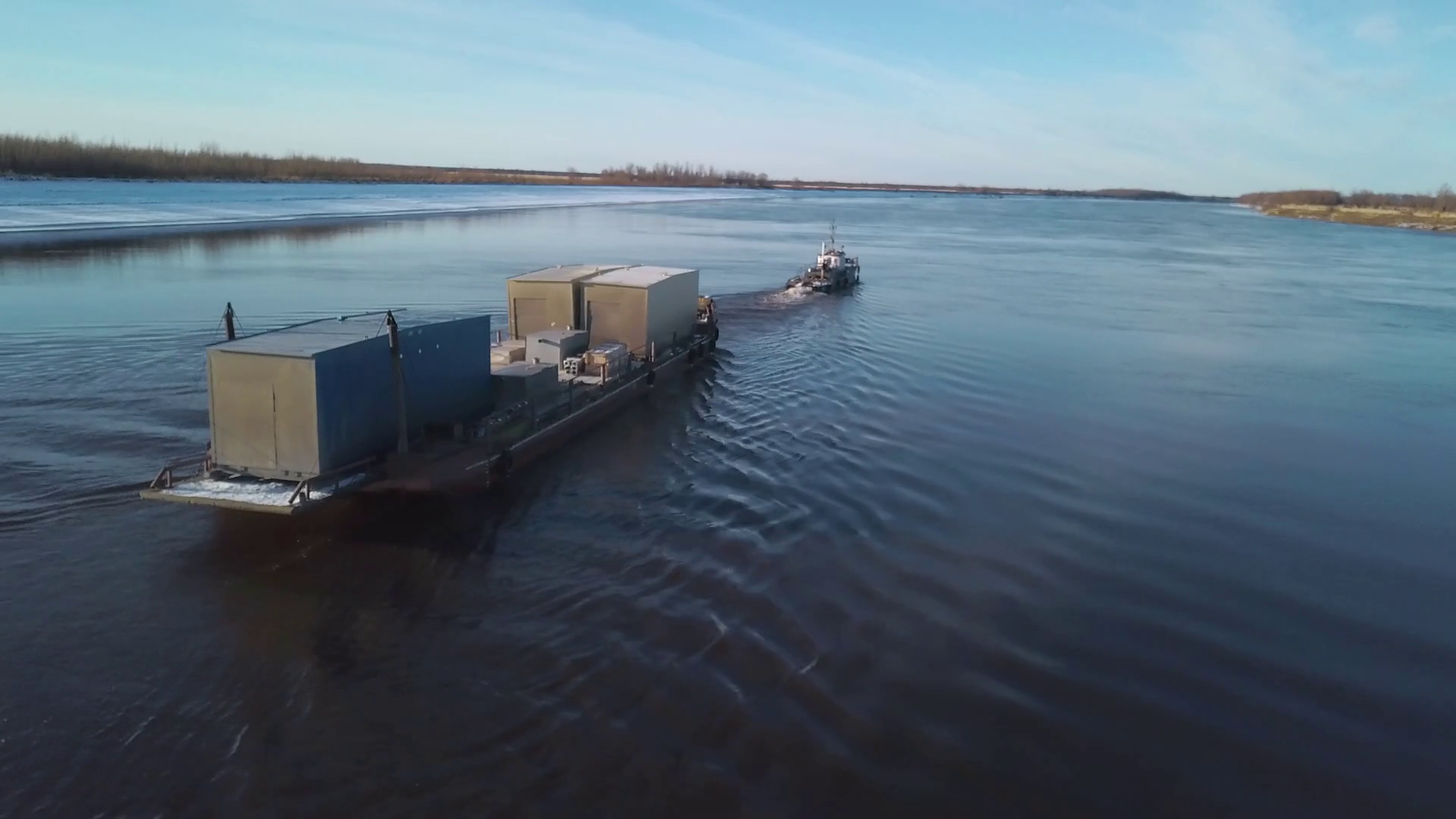 Container Barge Sailing On Wide Beautiful Stock Footage SBV-348590646 ...