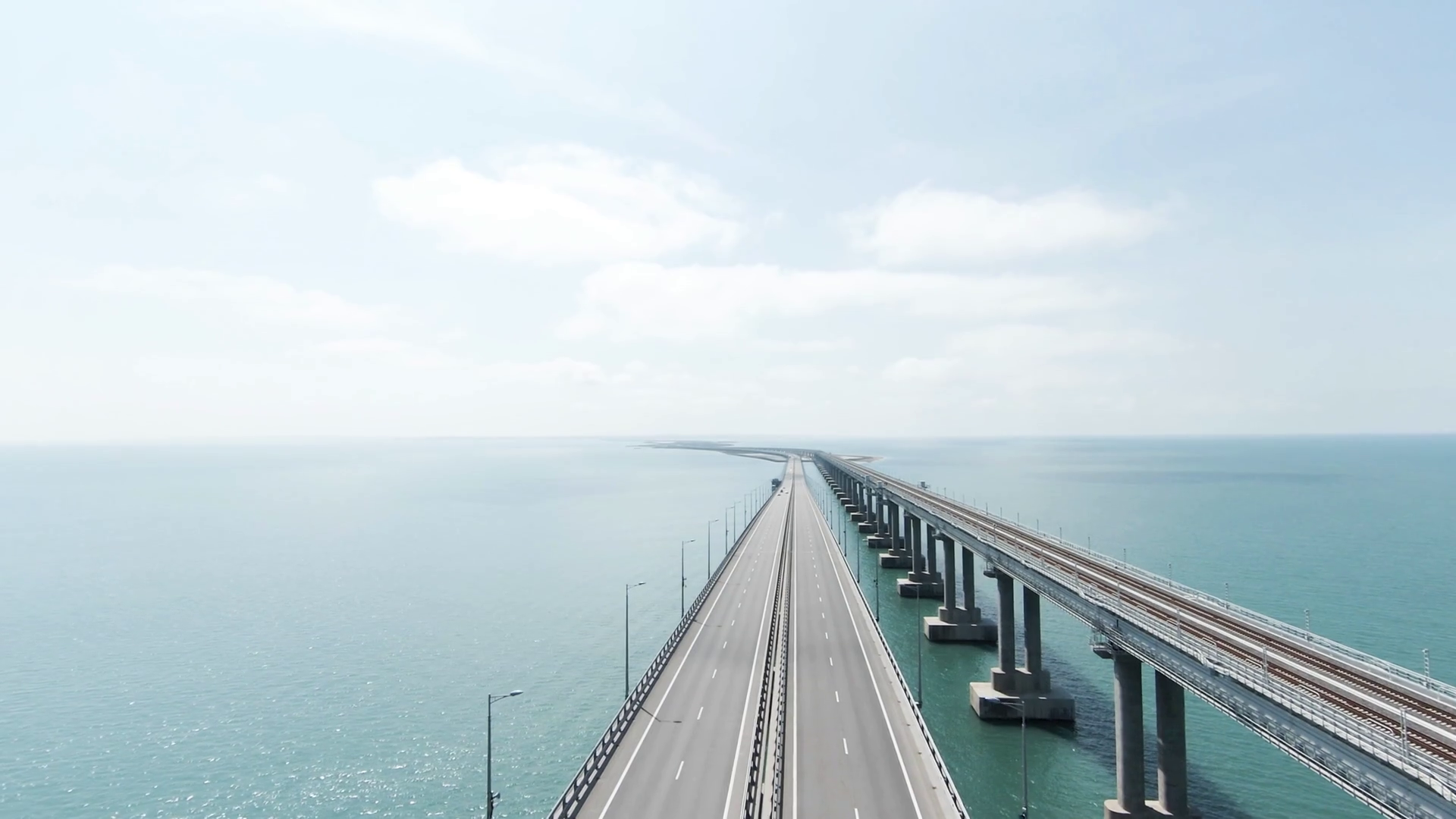 Top View Of Long Bridge Highway Across Sea Stock Footage SBV-348592180 ...