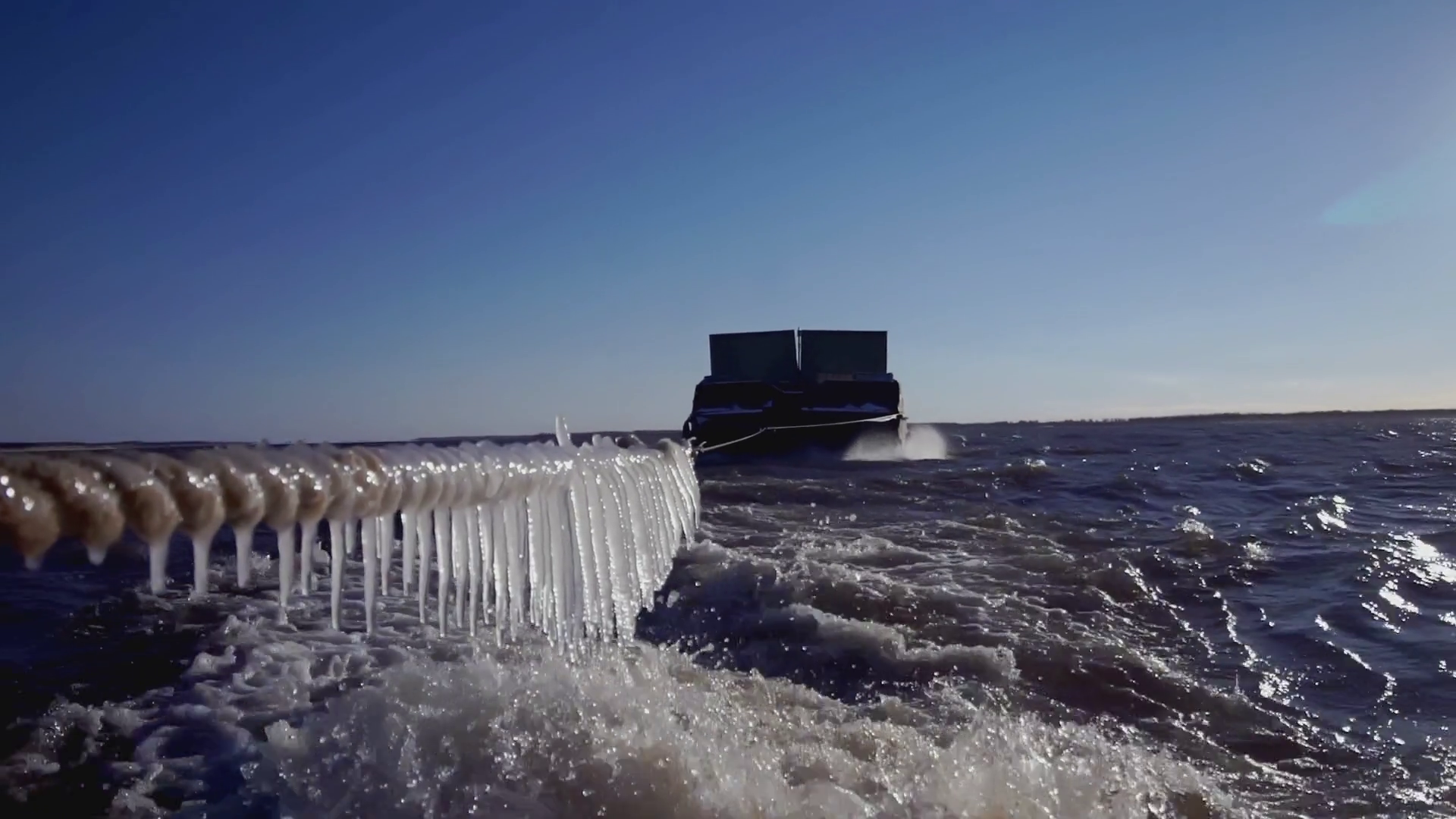 Large Barge At North Pole Clip In Foreground Stock Footage SBV ...