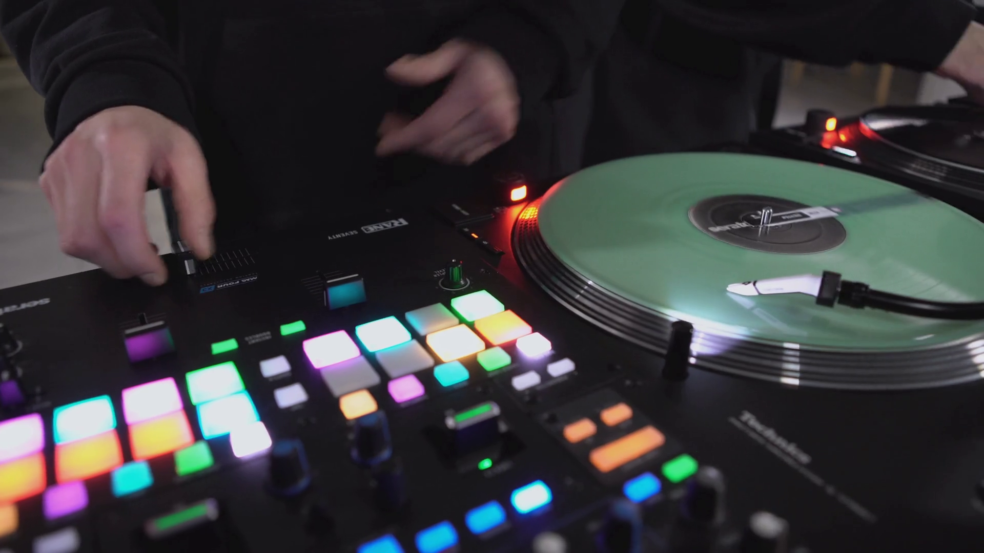 Djs Play Records At Disco Art Close-up Of Stock Footage SBV-348602446 ...