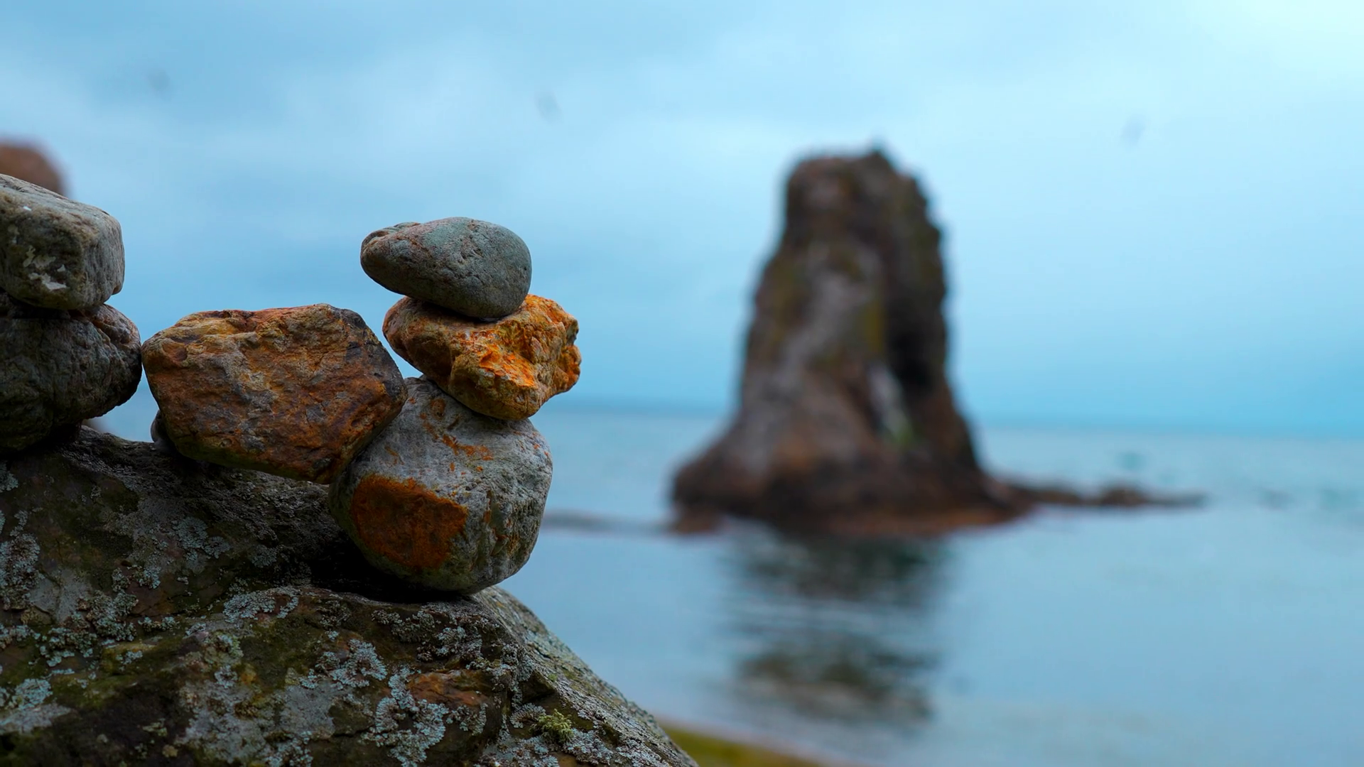 Close-up Of Stacked Rocks On Beach With Stock Footage SBV-348641519 ...
