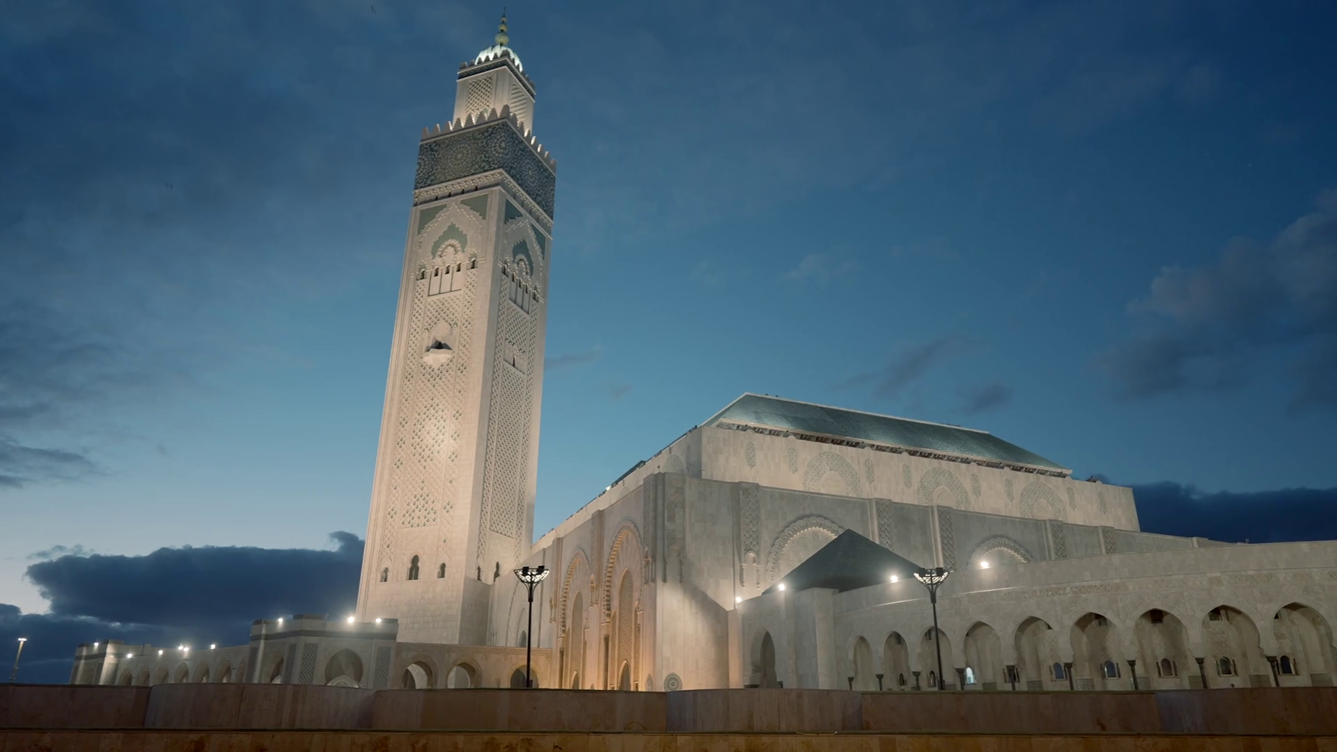 Beautiful Square With Mosque Minaret On Stock Footage SBV-348593998 ...