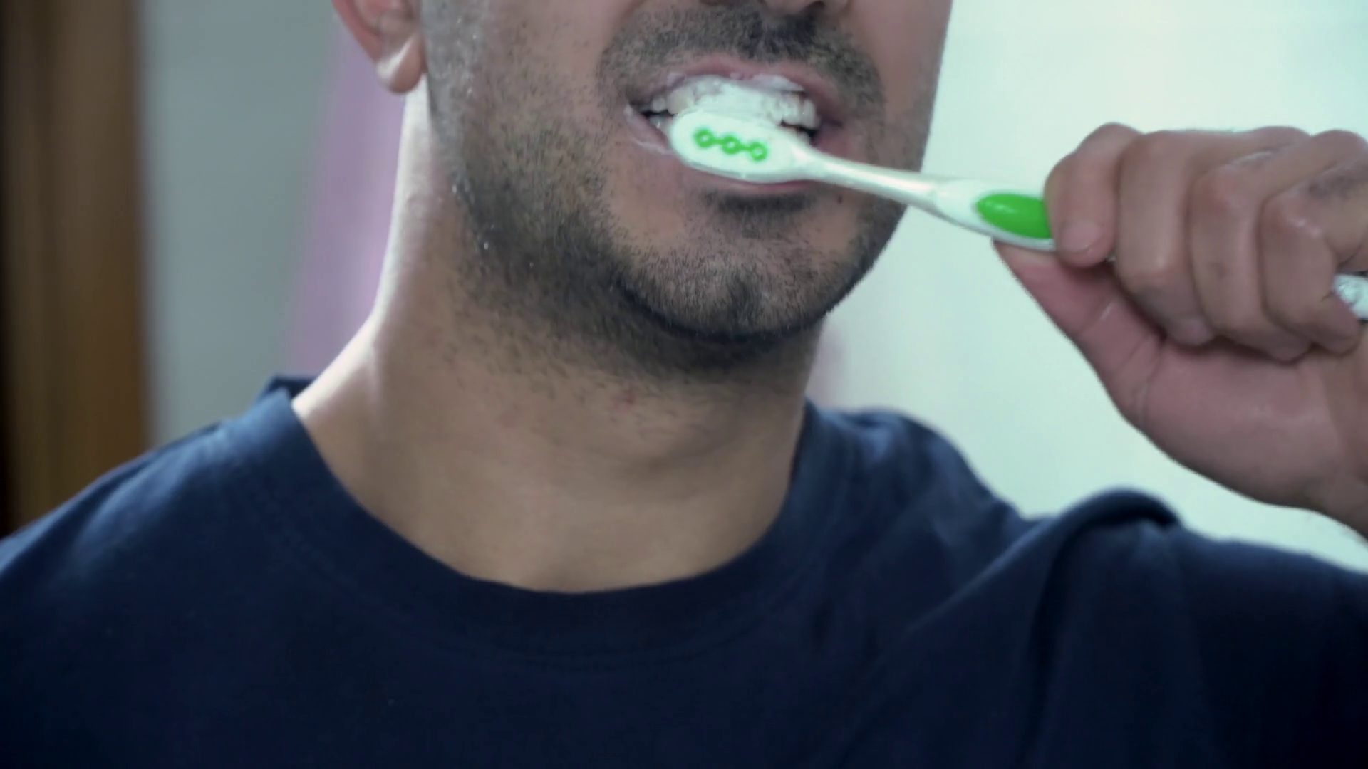 Close-up Of Man Brushing Teeth Man With Stock Footage SBV-348600436 ...