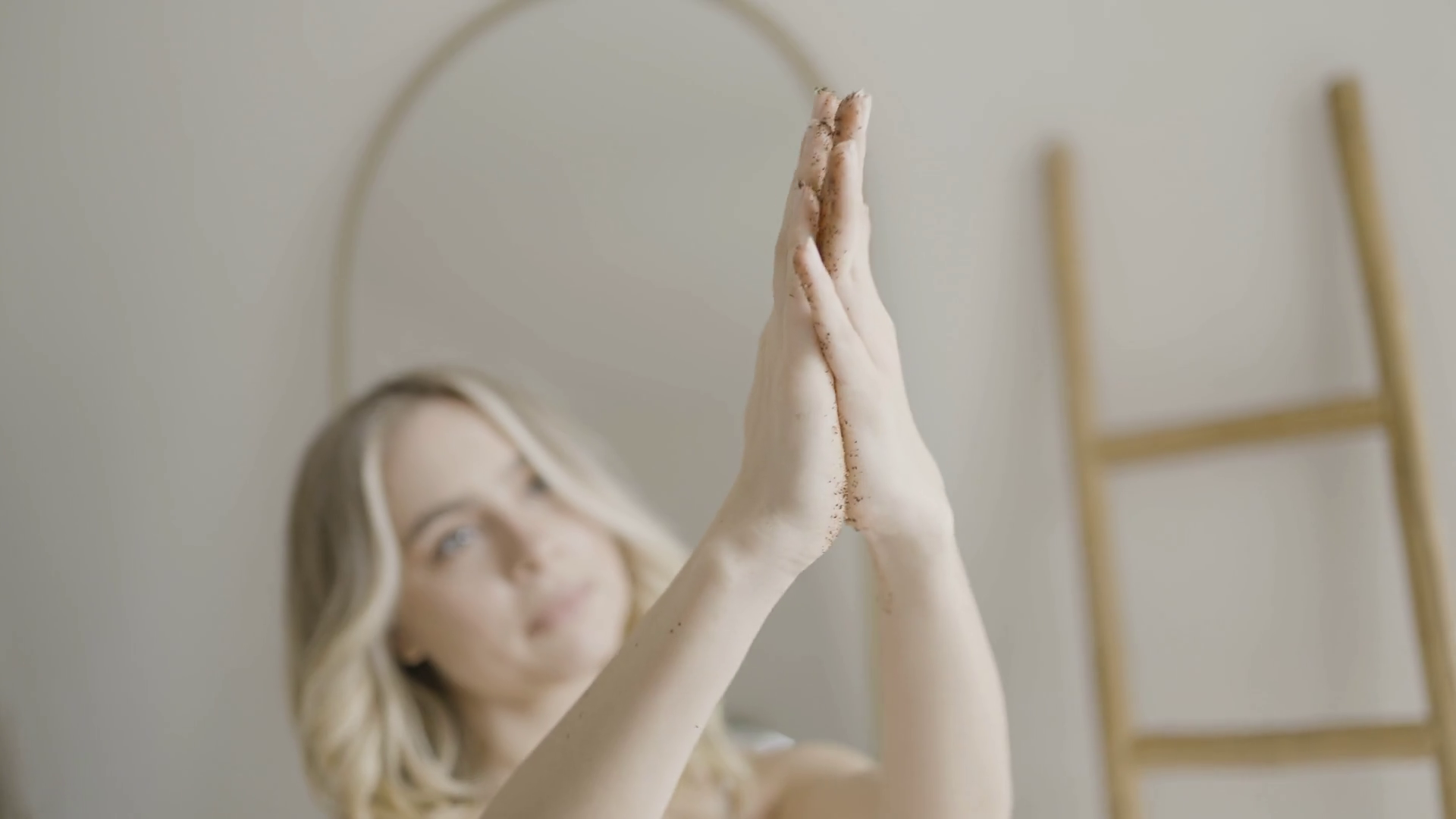Close-up Of Attractive Woman Scrubbing Skin Stock Footage SBV-348616553 ...