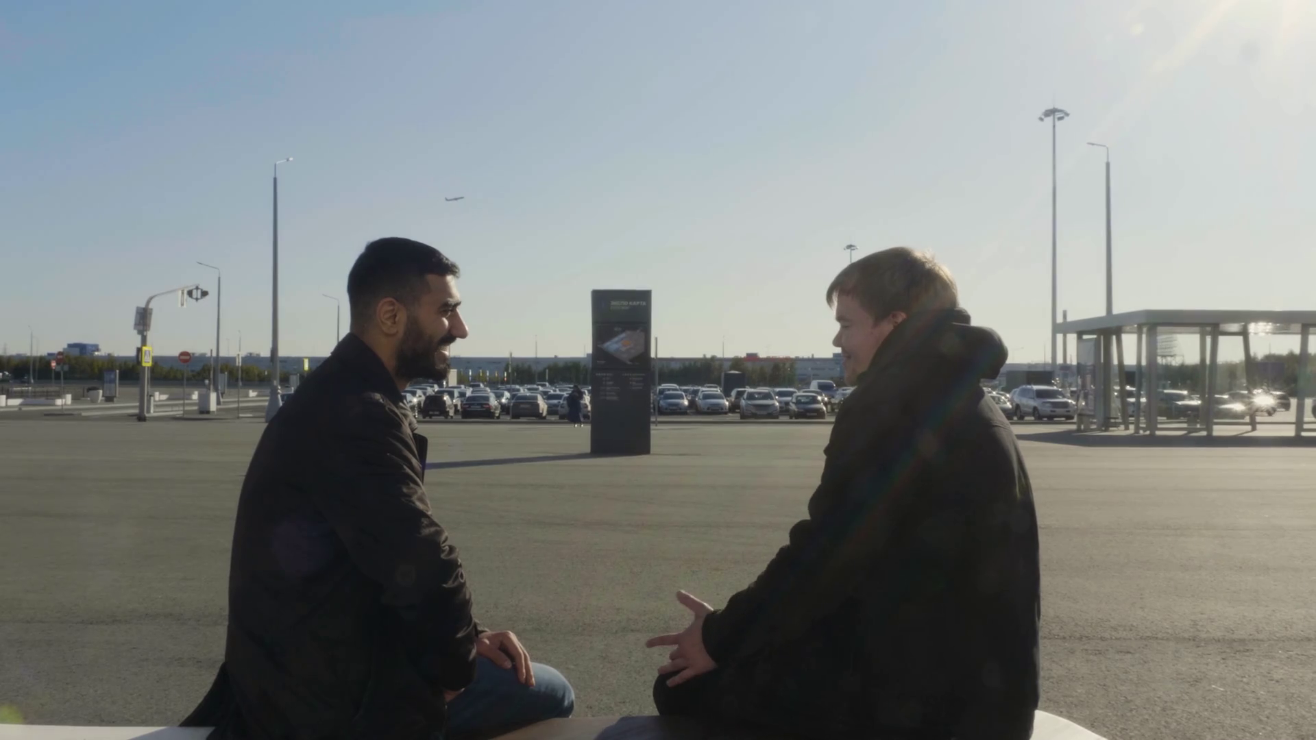 Two Young Men Friends Sitting Outdoors Near Stock Footage SBV-348650861 ...
