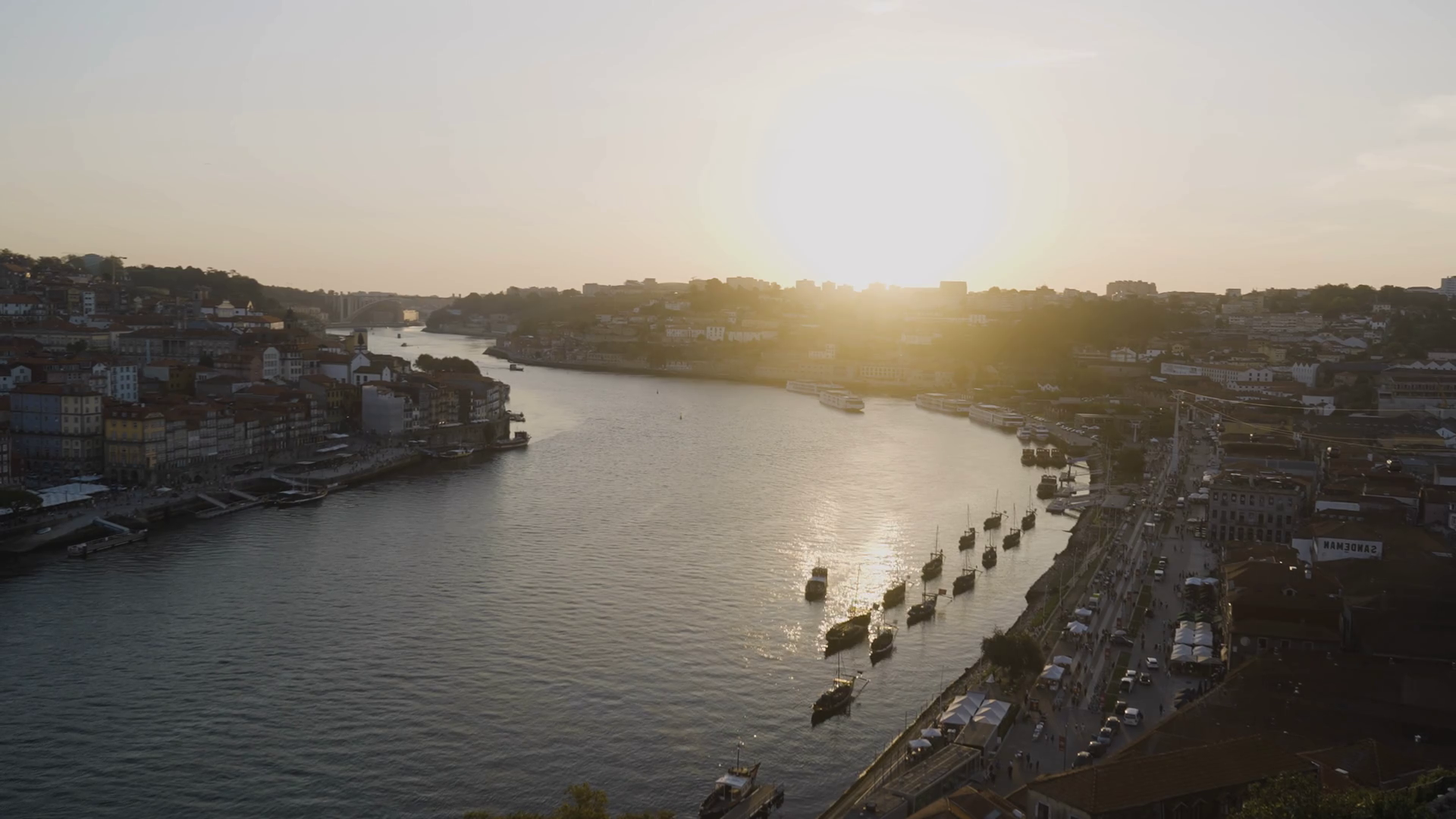 Aerial Of Beautiful City Bending Wide River Stock Footage SBV-348674811 ...