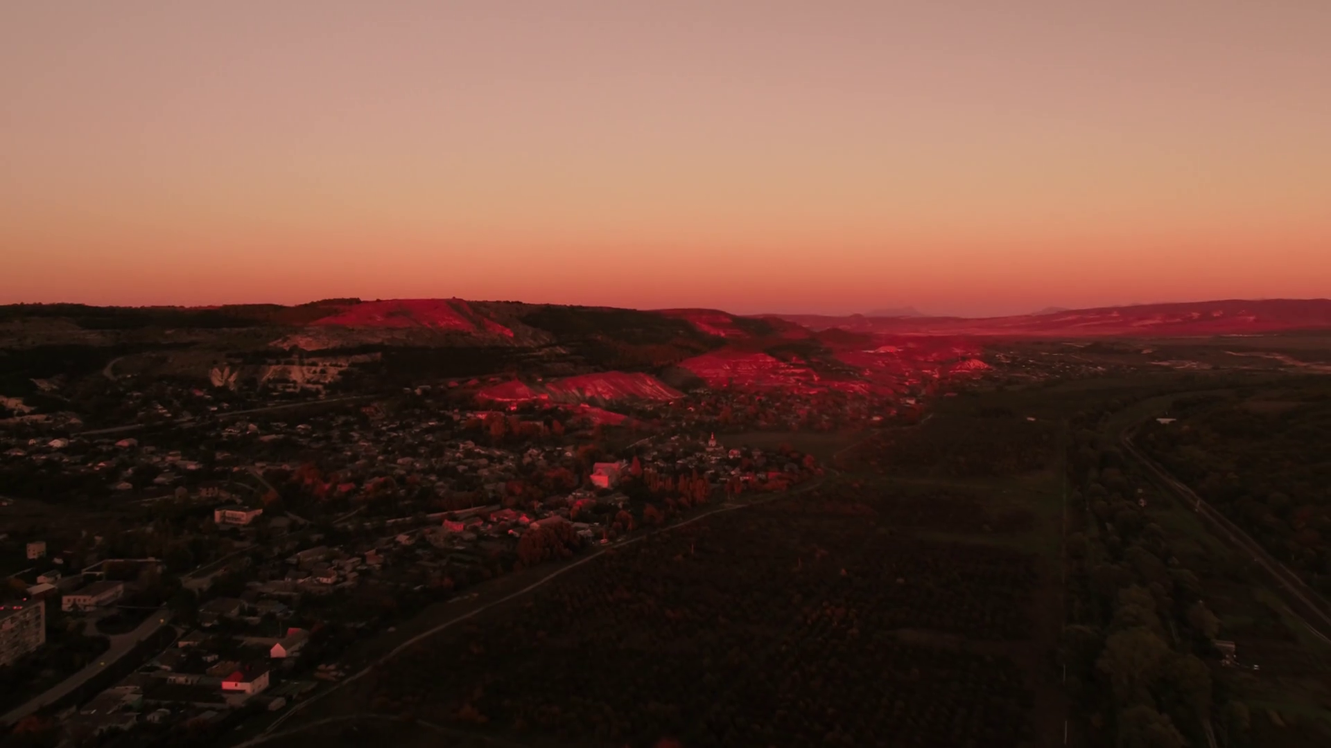 Aerial View Of Amazing Bright Red Sunset Stock Footage SBV-348717187 ...