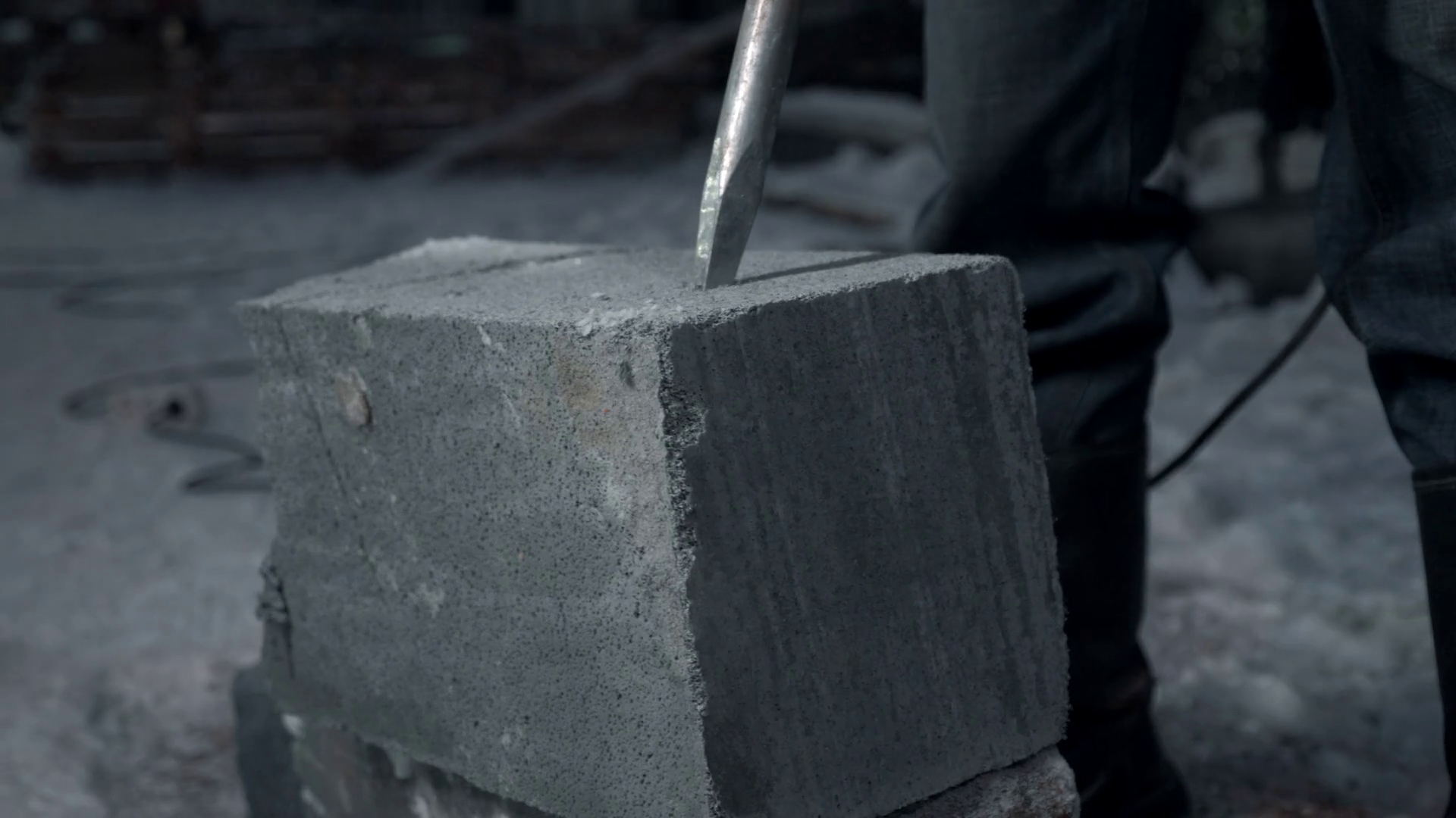 Man Drills Cement Blocks Clip Worker Splits Stock Footage SBV-348861813 ...