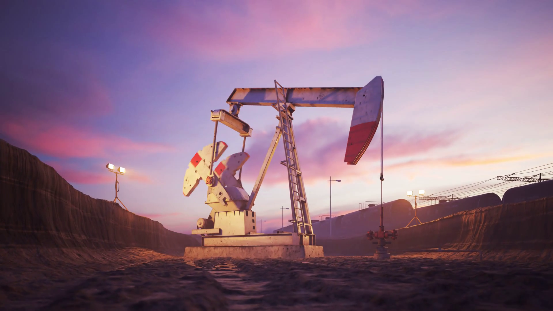 Pumpjack In Flooded Excavation Full Of Mud Stock Motion Graphics Sbv