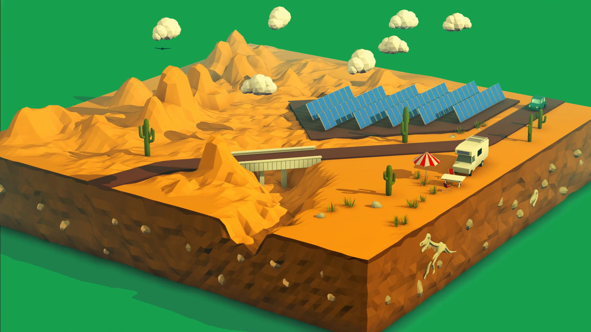 Low Poly Animation Sunny Desert Landscape Stock Motion Graphics SBV ...