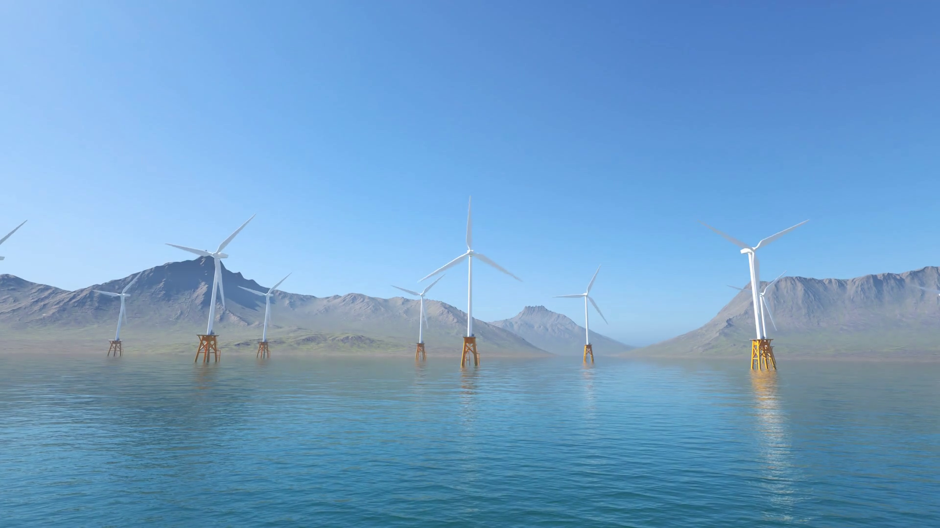 Offshore Wind Farm In Water Multiple Wind Stock Motion Graphics SBV ...