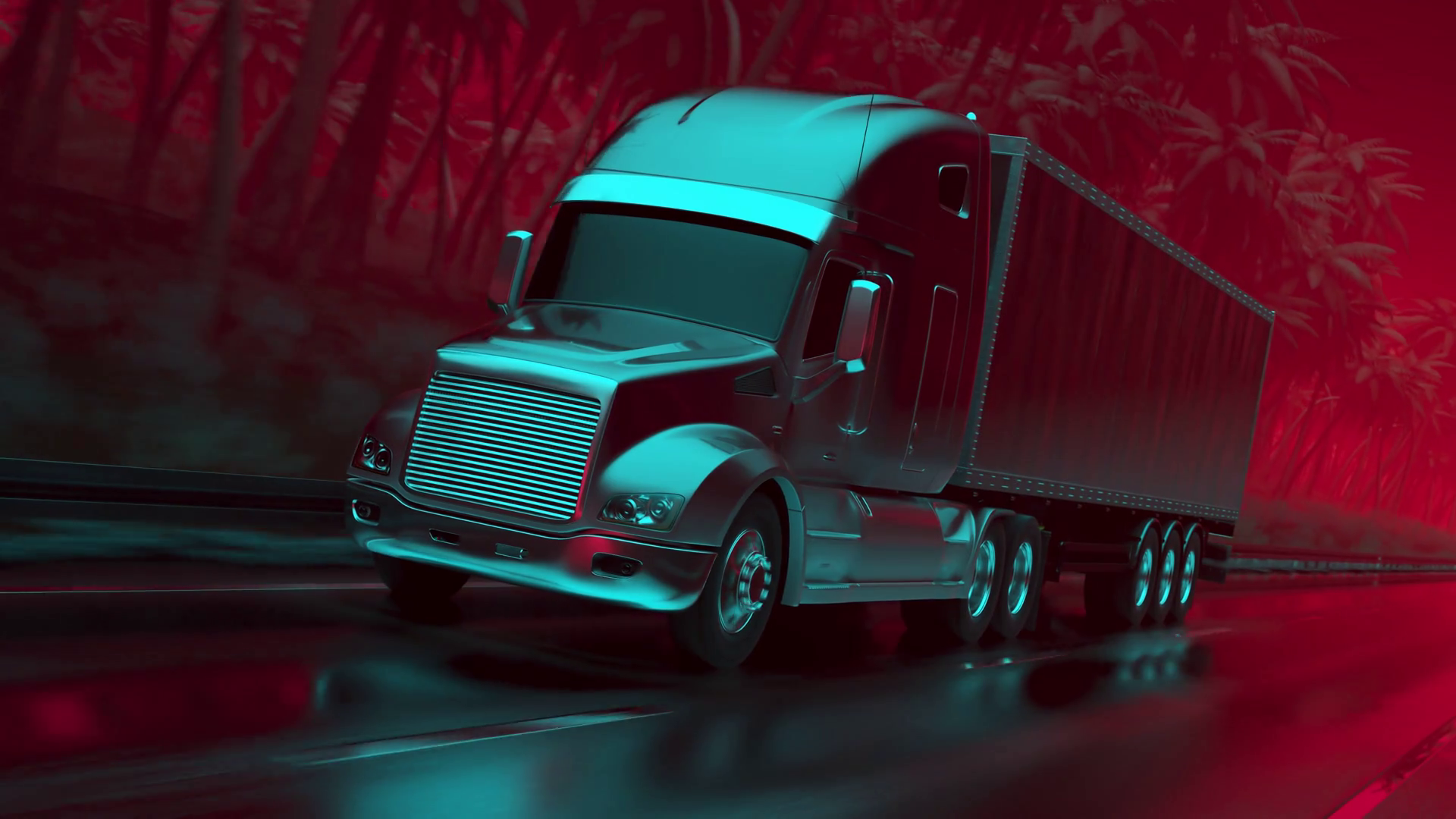 Semi Truck With Trailer Driving Through Stock Motion Graphics SBV ...