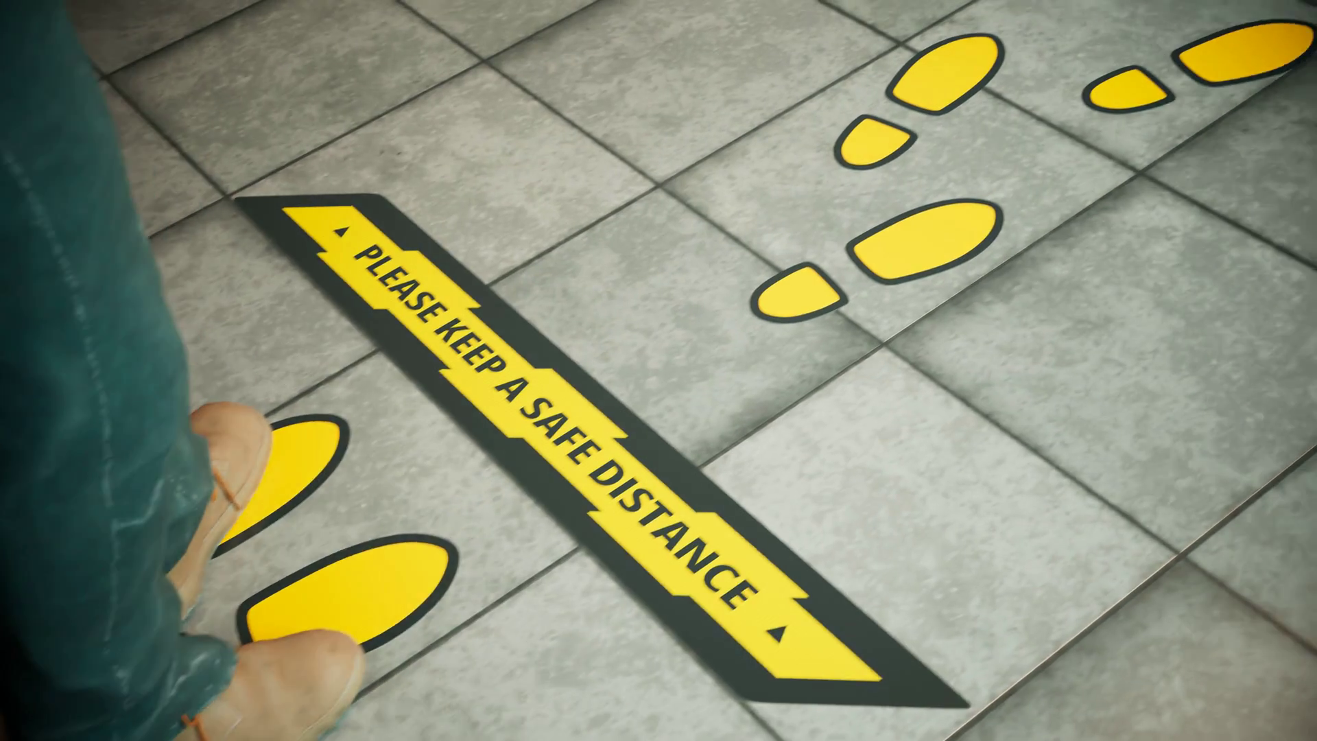 Social Distancing Floor Signs During Stock Motion Graphics SBV ...
