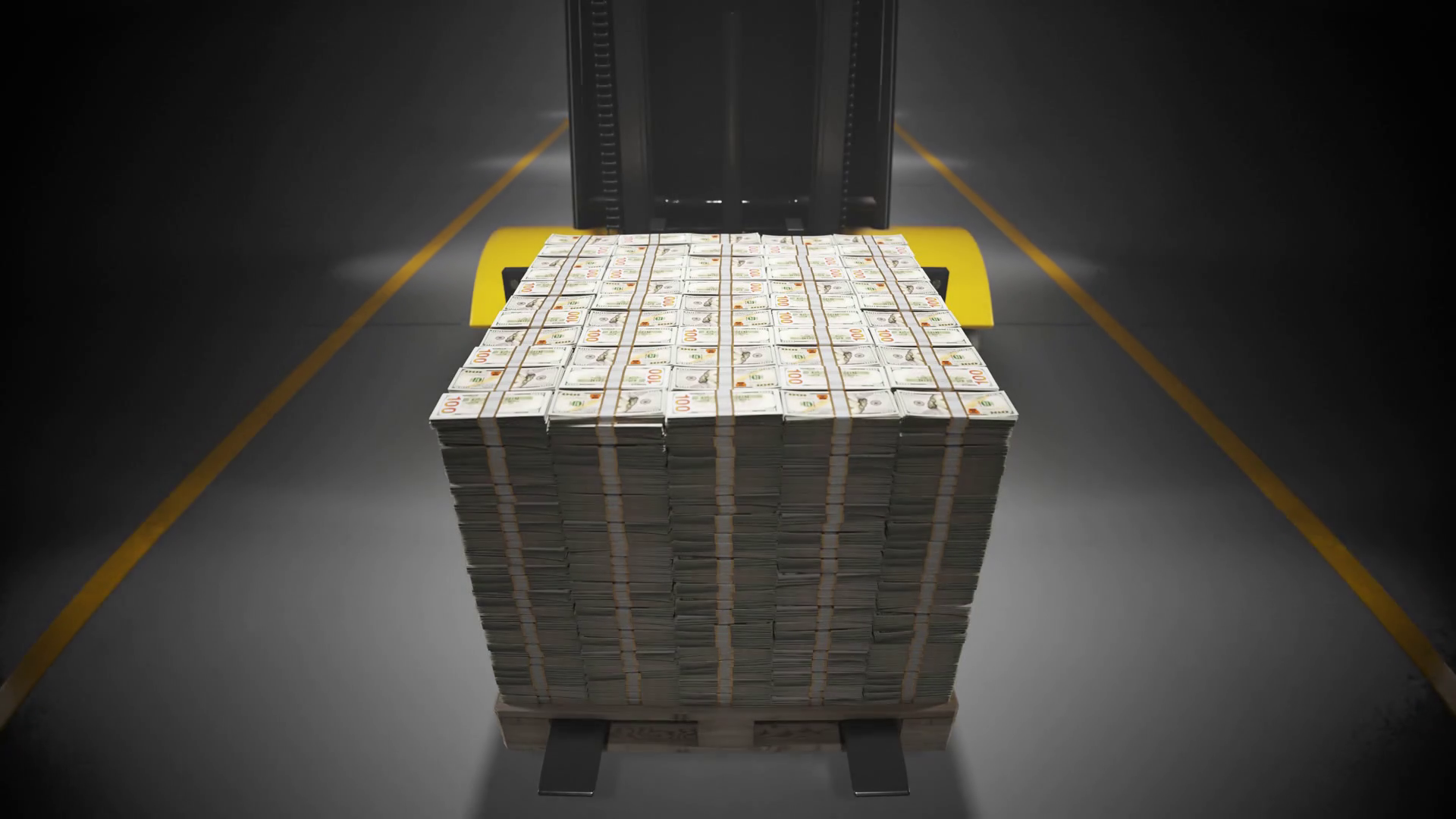 Yellow Forklift Carrying Pile Of Money On Stock Motion Graphics SBV-347592303 - Storyblocks