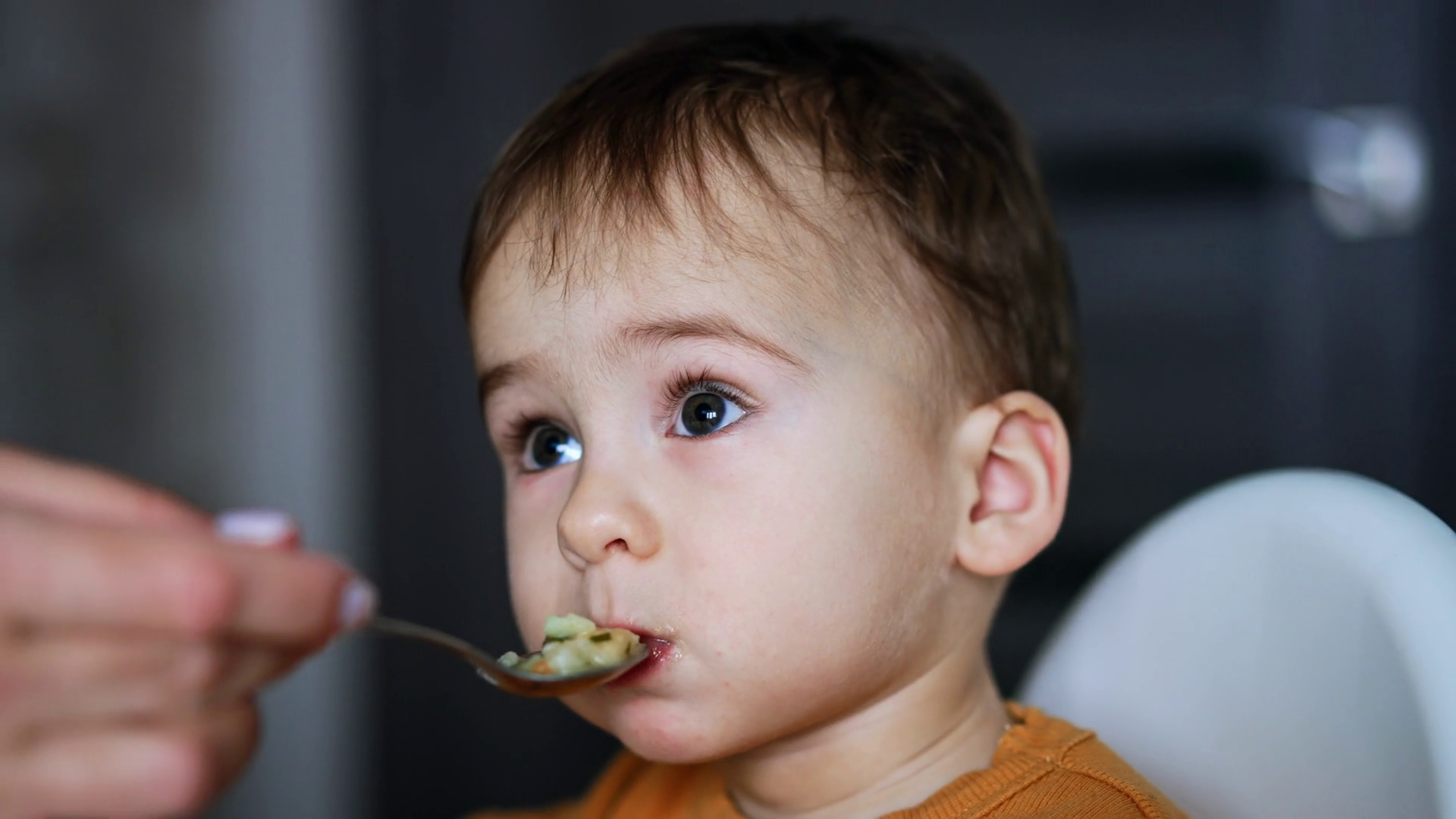 Beautiful Baby Being Fed From Spoon Adorable Stock Footage SBV ...