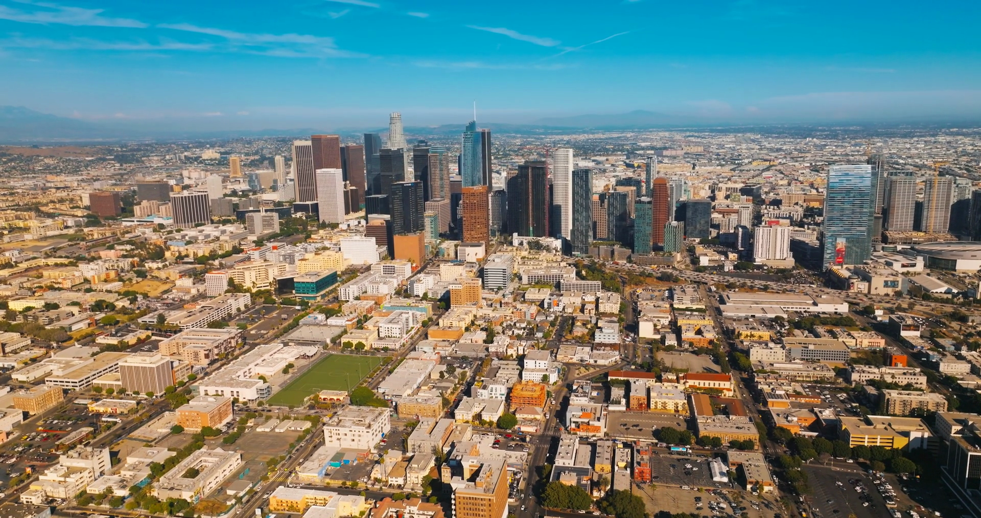 Beautiful Sunny View Of Los Angeles Downtown Stock Footage SBV ...
