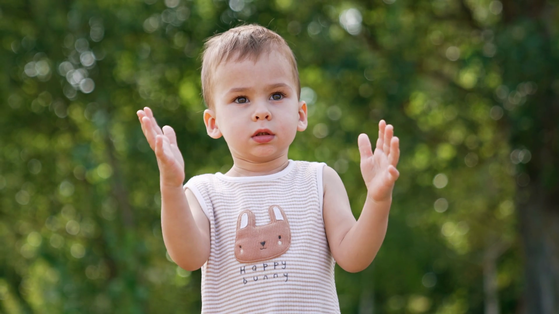 Beautiful Toddler Says Gesturing With Hands Stock Footage SBV-353000051 ...