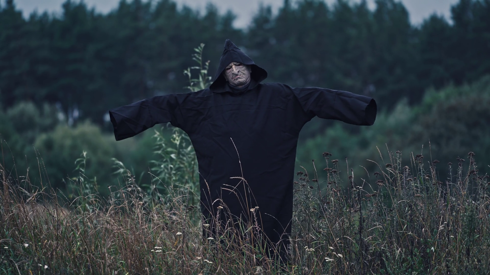 Black Death With Outstretched Arms Outdoors Stock Footage SBV-352784031 ...