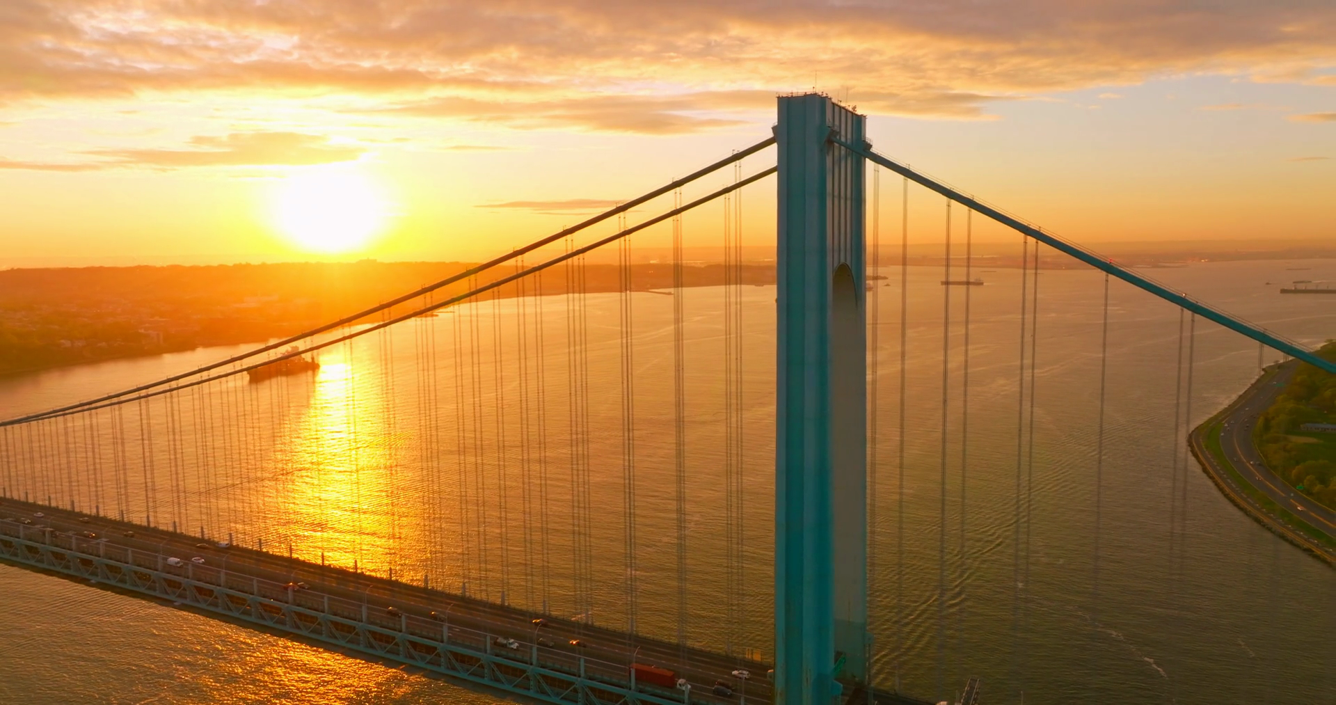 Blue Massive Supports Of Whitestone Bridge Stock Footage SBV-352924602 ...