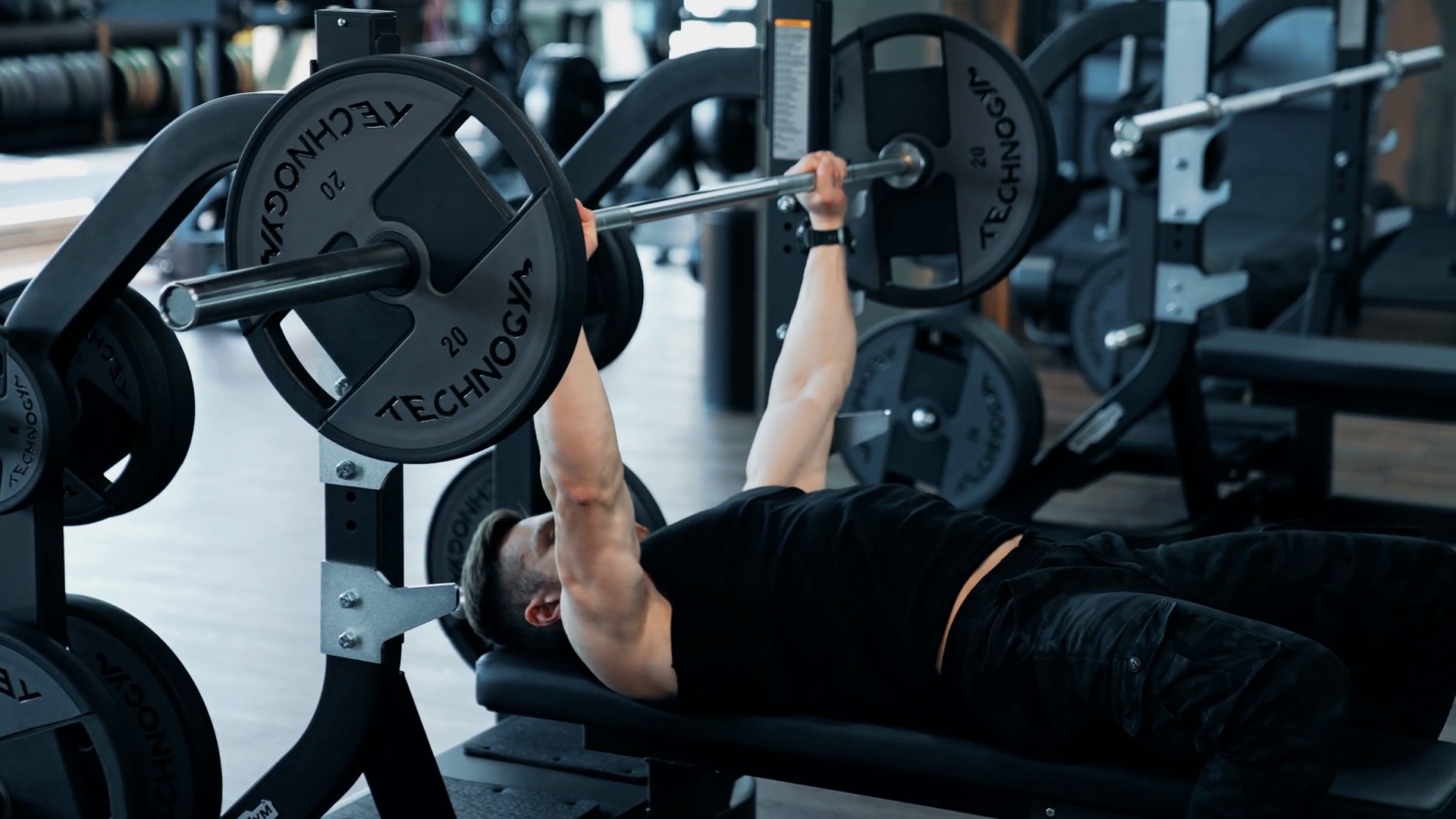 Bodybuilder Doing Barbell Exercise Young Man Stock Footage SBV ...
