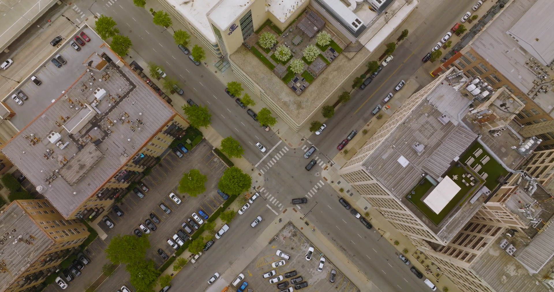 Cars Crossing Crossroads In Chicago Downtown Stock Footage SBV ...