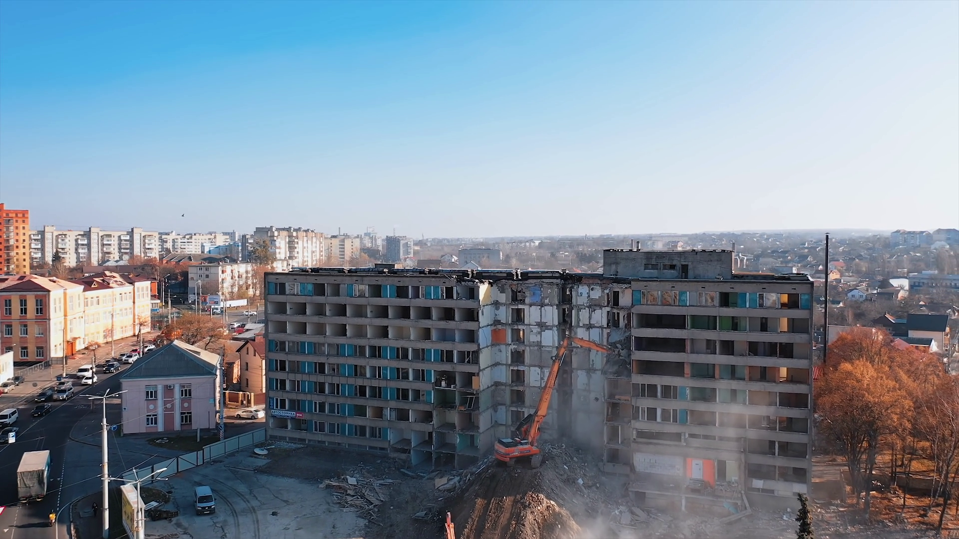 Excavator Destroying Building Bulldozer Stock Footage SBV-352783910 ...