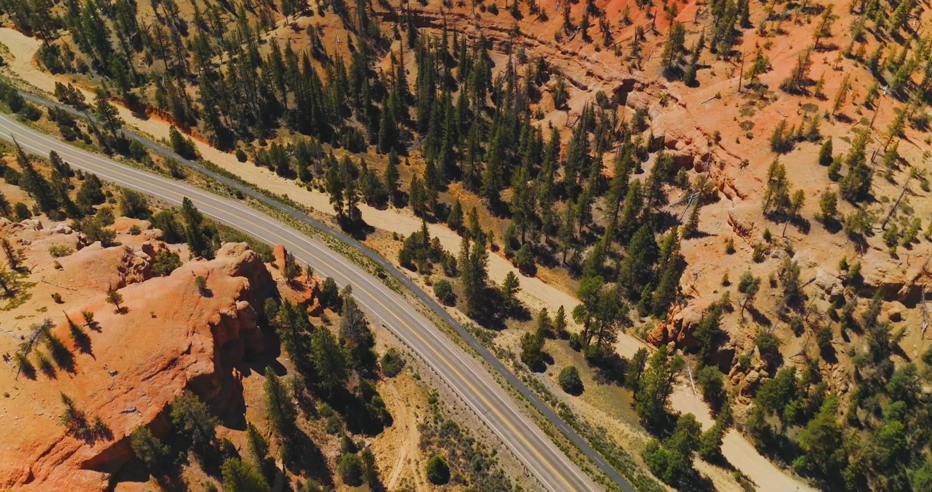 Flying Over Orange Rocks Overgrown With Pine Stock Footage SBV ...