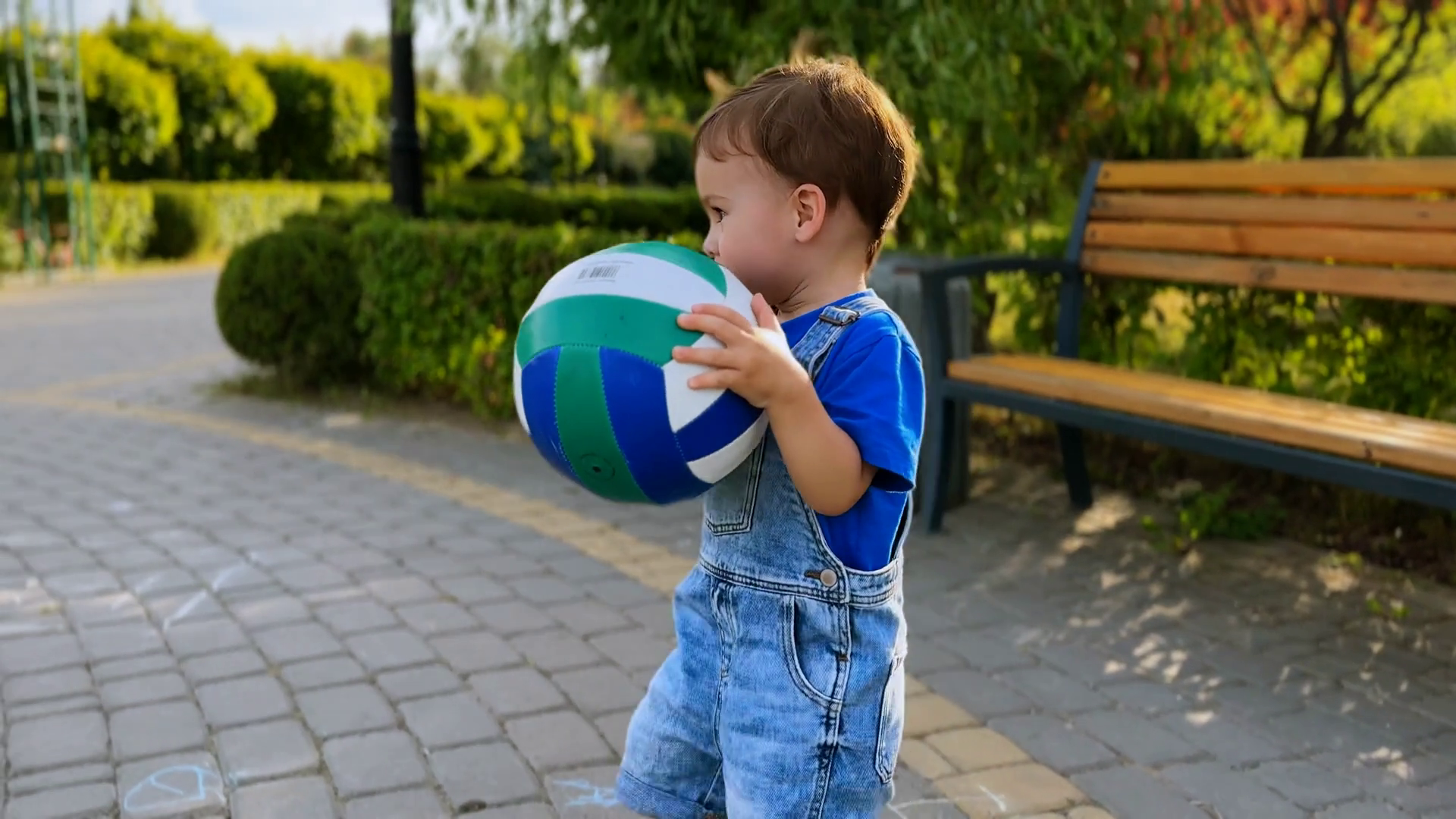 Following Cute Baby Boy Carrying Ball In Stock Footage SBV-353024709 ...