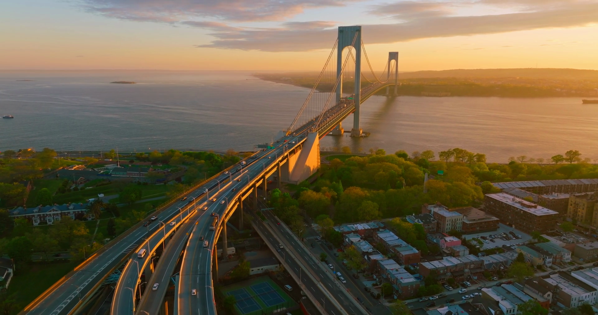 Highways Leading To Big Beautiful Bridge Stock Footage SBV-352924426 ...