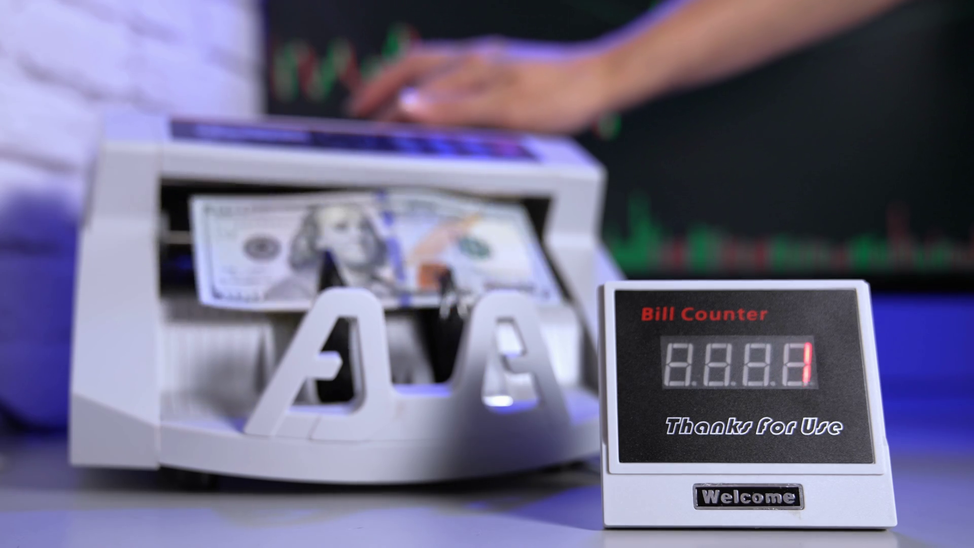 Modern Cash Counter Machine On Table Hand Is Stock Footage SBV ...