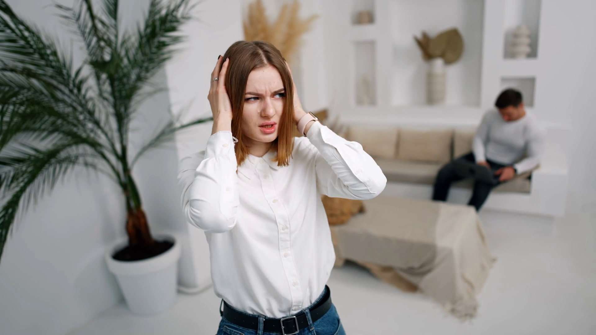 Worried Confused Concerned Young Woman Looks Stock Footage SBV ...