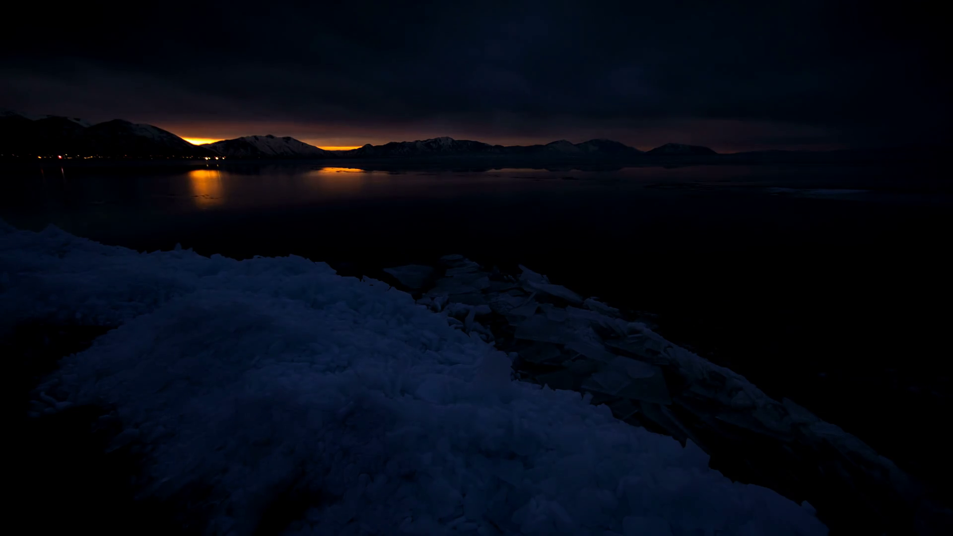 Sunrise Over Utah Lake Ice Sheet Is Melting Stock Footage SBV-348688027 ...