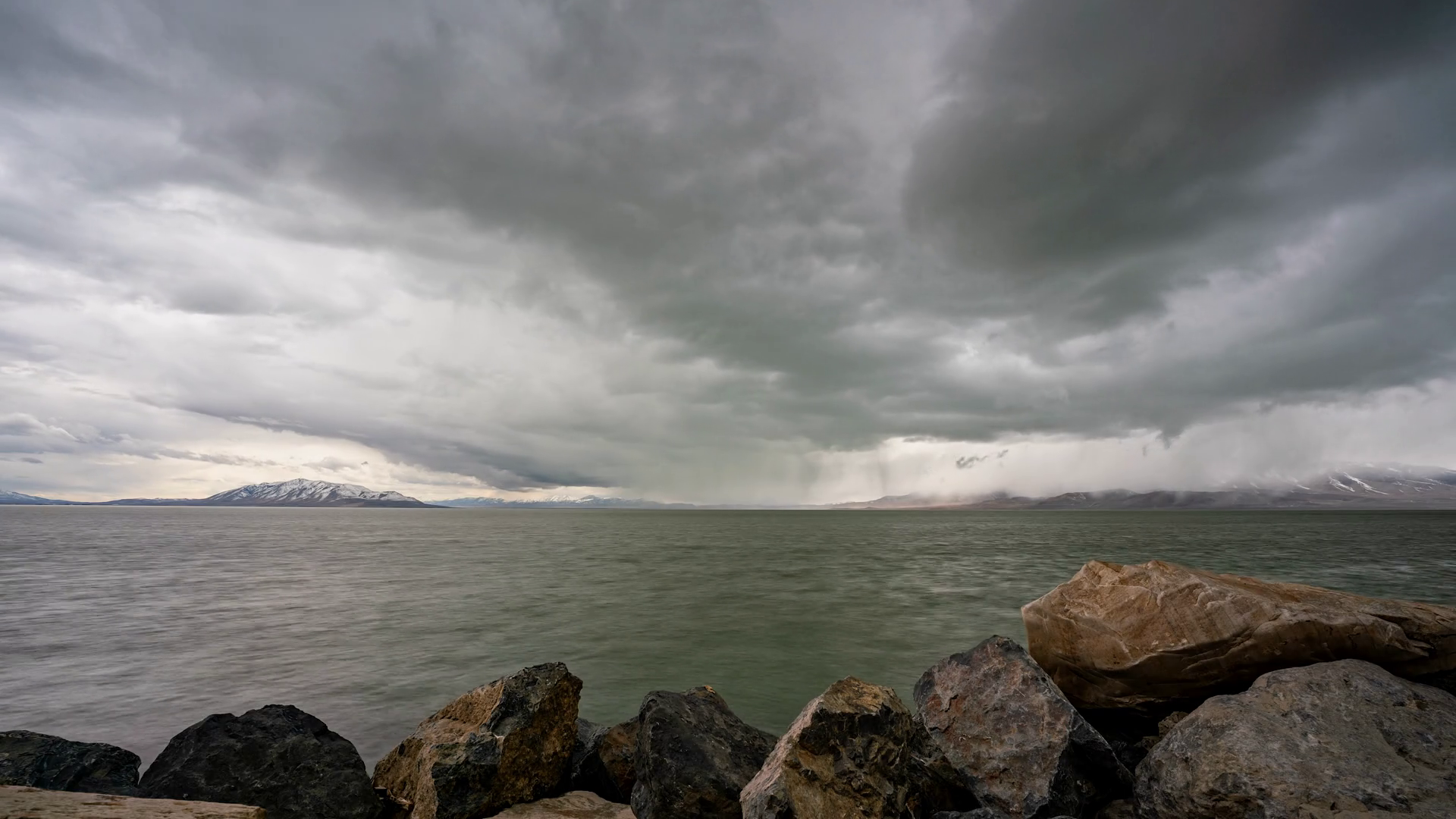 Spring Rain Storm Moving Over Utah Lake Stock Footage SBV-347794164 ...