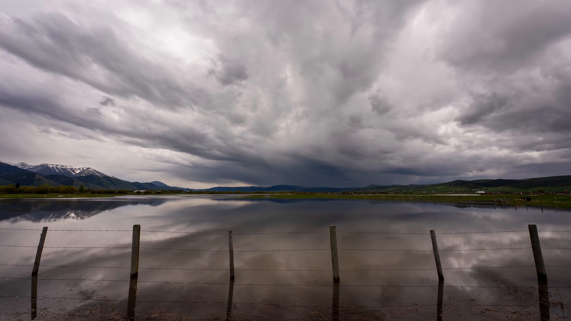 Timelapse Of Rainstorm Moving Over Flooded Stock Footage SBV-353518022 ...