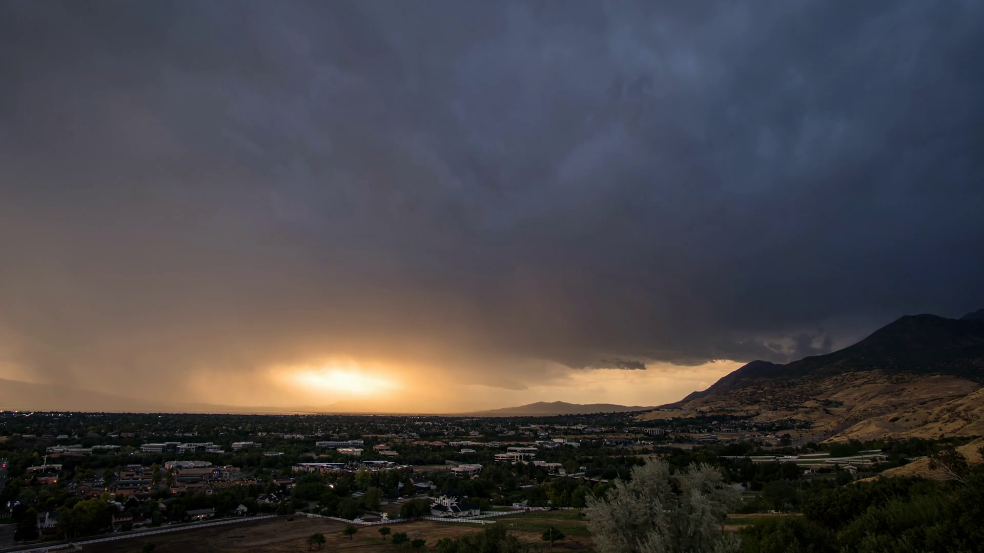 Storm Clouds Rolling Through Valley During Stock Footage SBV-348659076 ...