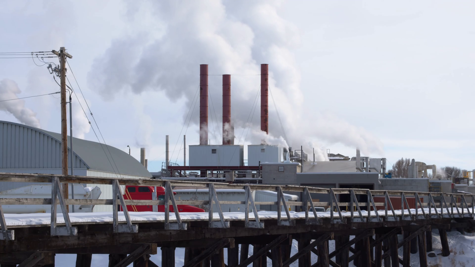 Steam Rising From Factory Smoke Stacks Stock Footage SBV-348570041 ...