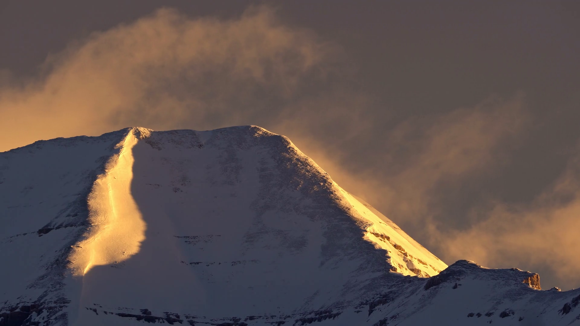 Snow Clouds Blowing Over Mountain Peaks At Stock Footage SBV-348663248 ...