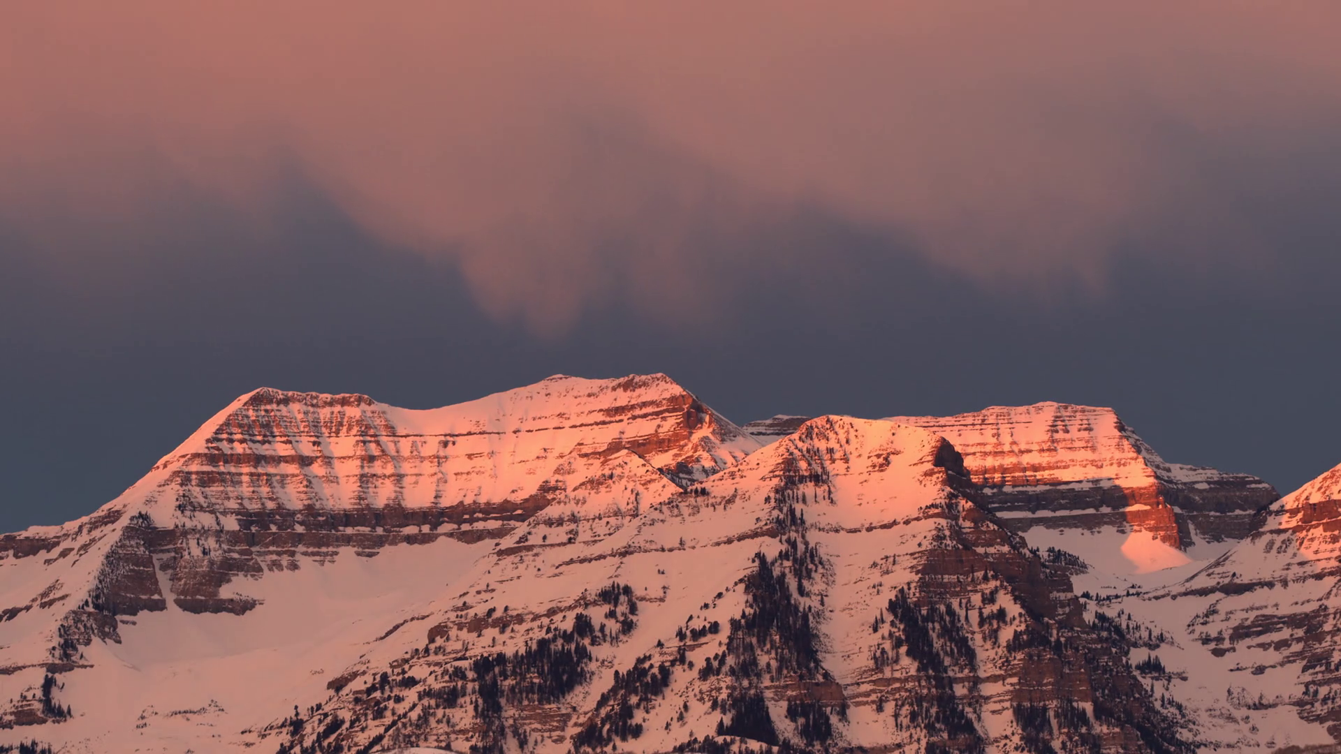 Snow Storm Moving Over Mountain Peaks During Stock Footage SBV ...