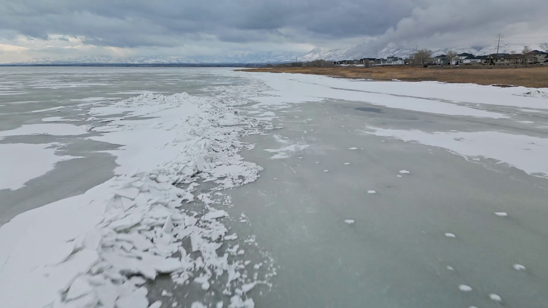 Flying Along Shoreline Of Utah Lake During Stock Footage SBV-348412598 ...