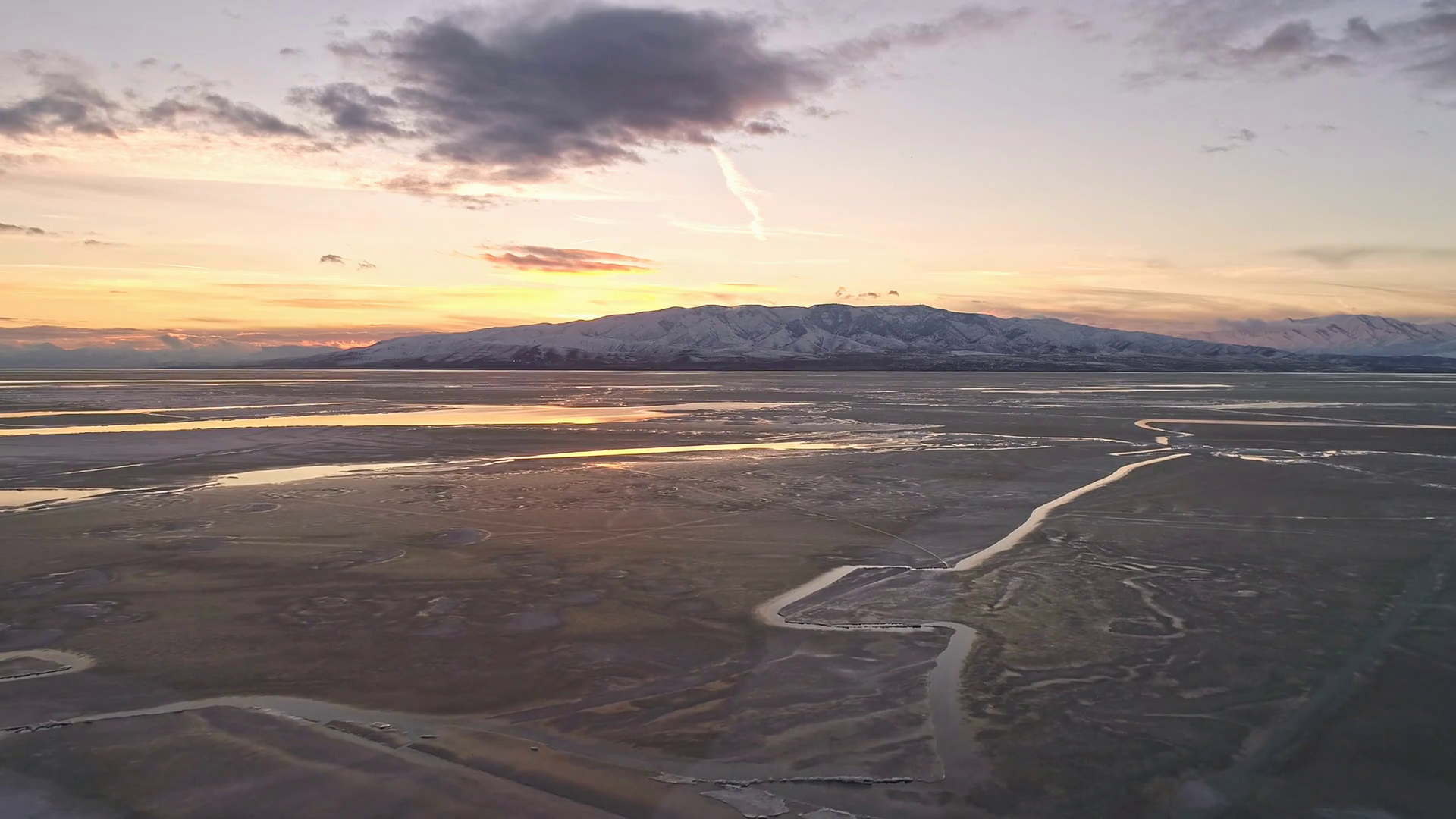 Sunset Aerial View Flying Over Frozen Lake Stock Footage SBV-348634058 ...