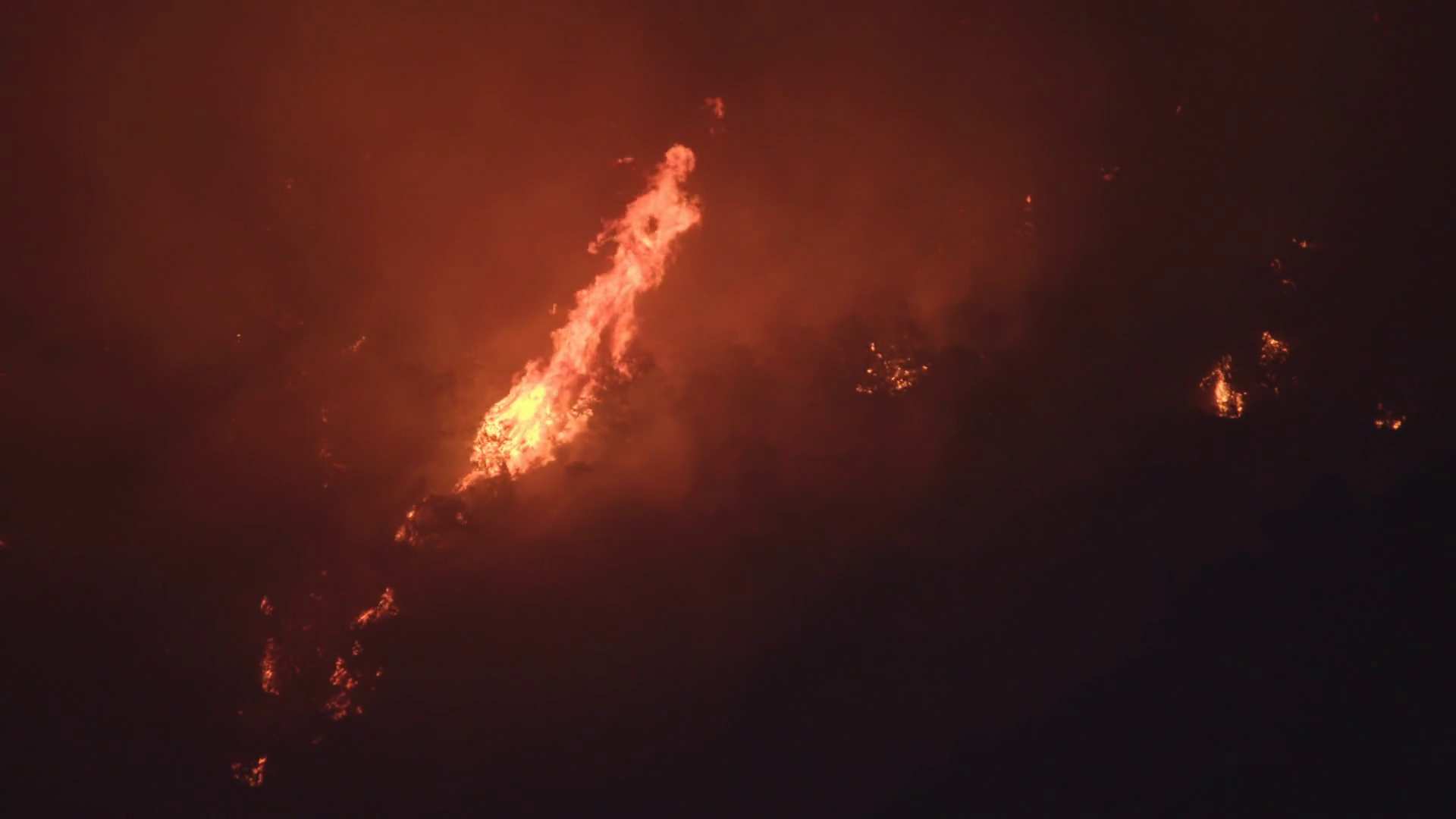 Tall Flames Burning Down Mountain Side In Stock Footage SBV-348573312 ...