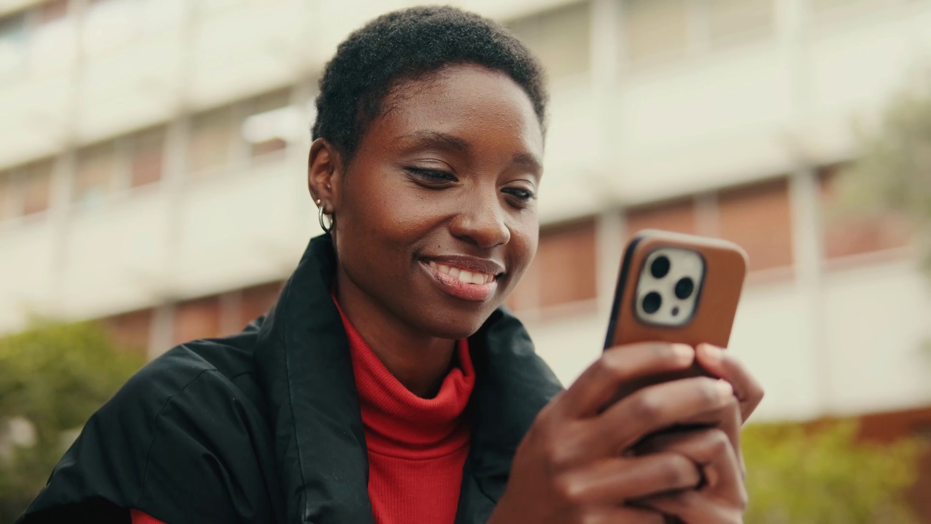 Smiling Young Woman Typing Text Message On Stock Footage SBV-352176280 ...