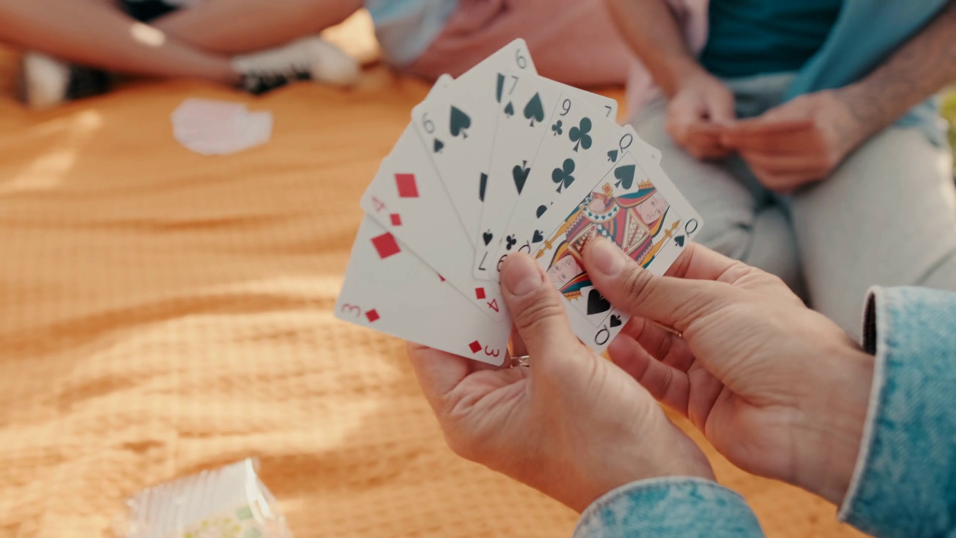 Friends Playing Cards At Picnic Stock Footage SBV-352171266 - Storyblocks