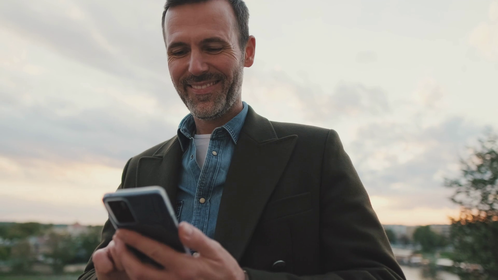 Close-up Of Man Uses Mobile Phone Standing Stock Footage SBV-347243930 ...