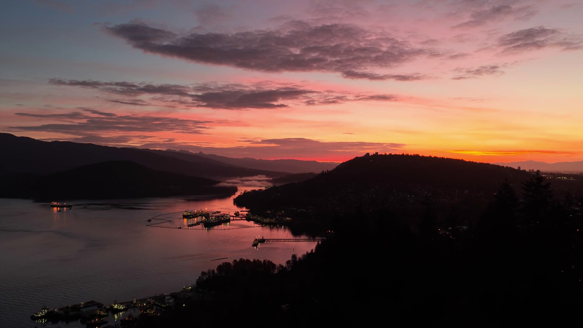 Vibrant Sunrise Over Burnaby Inlet British Stock Footage SBV-353481342 ...